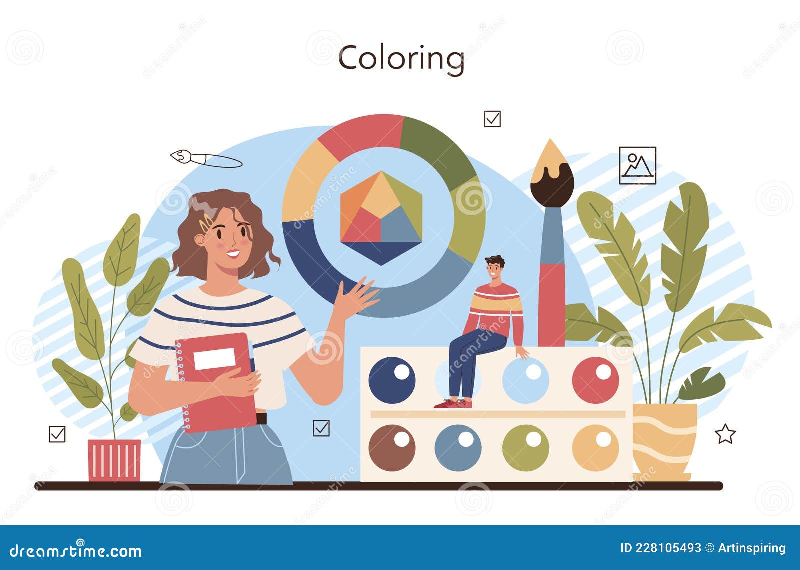 Art School Education. Student Holding Art Tools Learning Stock Vector ...
