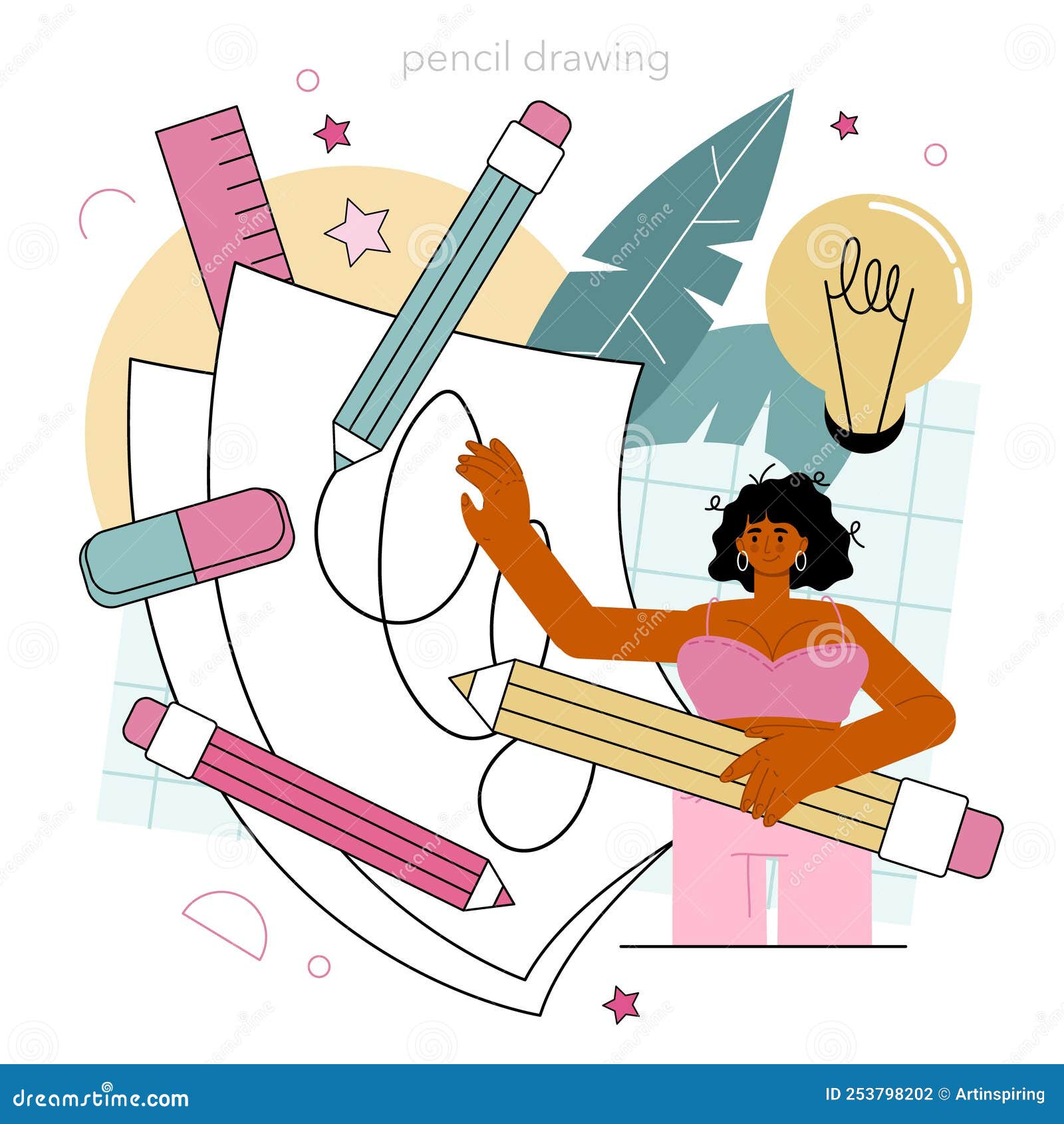 Art School Education. Student Holding Art Tools Learning How To Draw ...