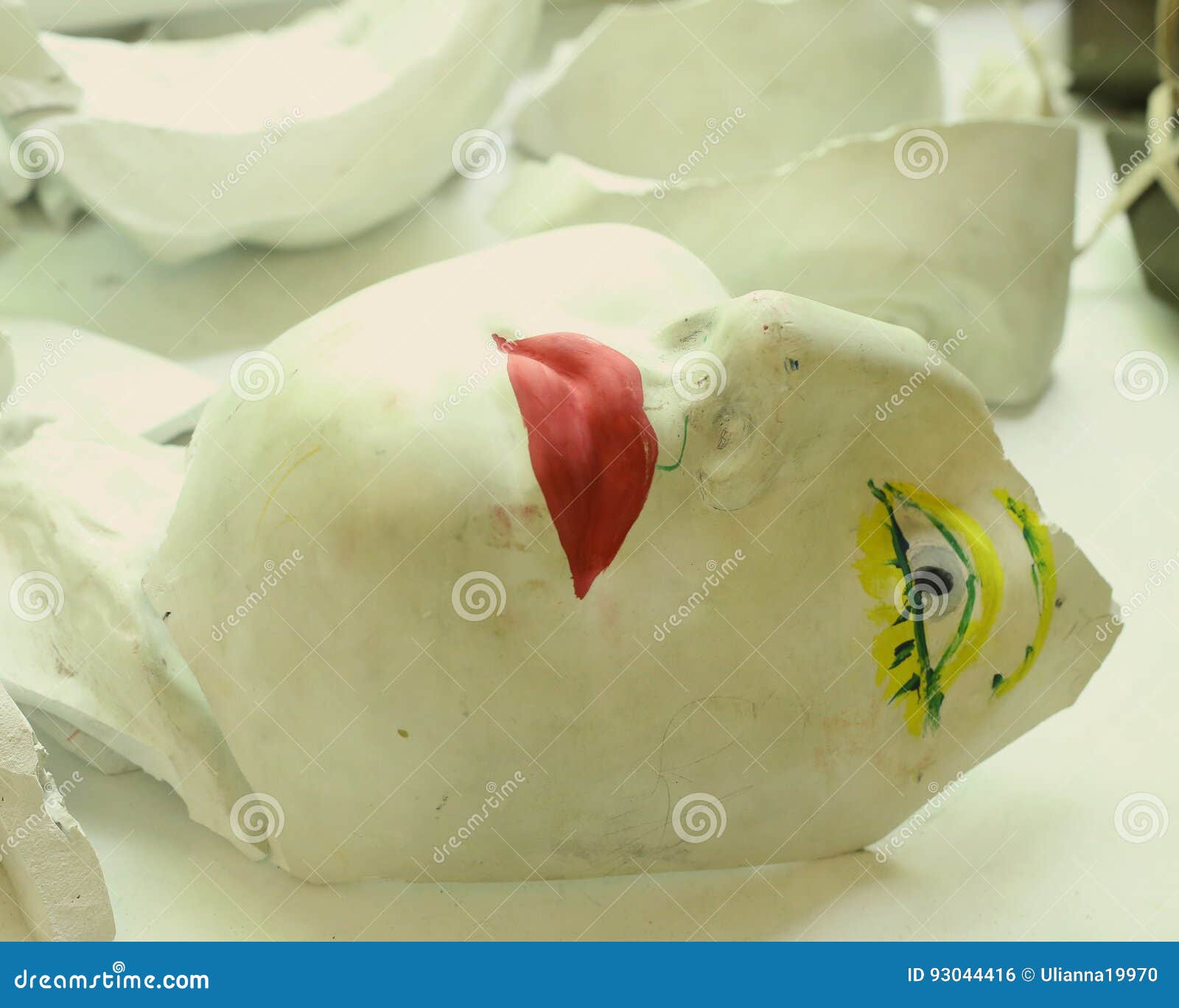 Plaster Face Mask With Closed Mouth On A Black Background. Speak No ...