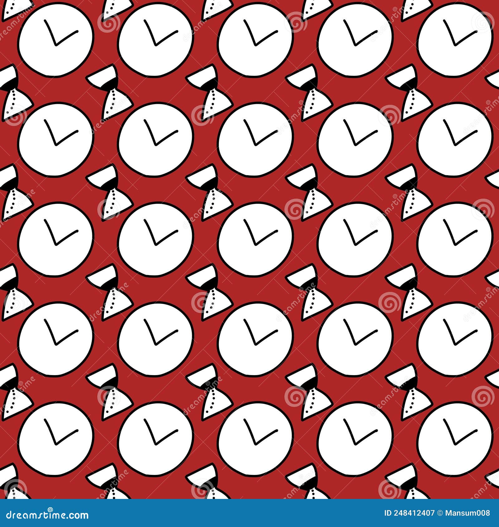 Seamless Pattern of Clock Cartoon Stock Illustration - Illustration of ...