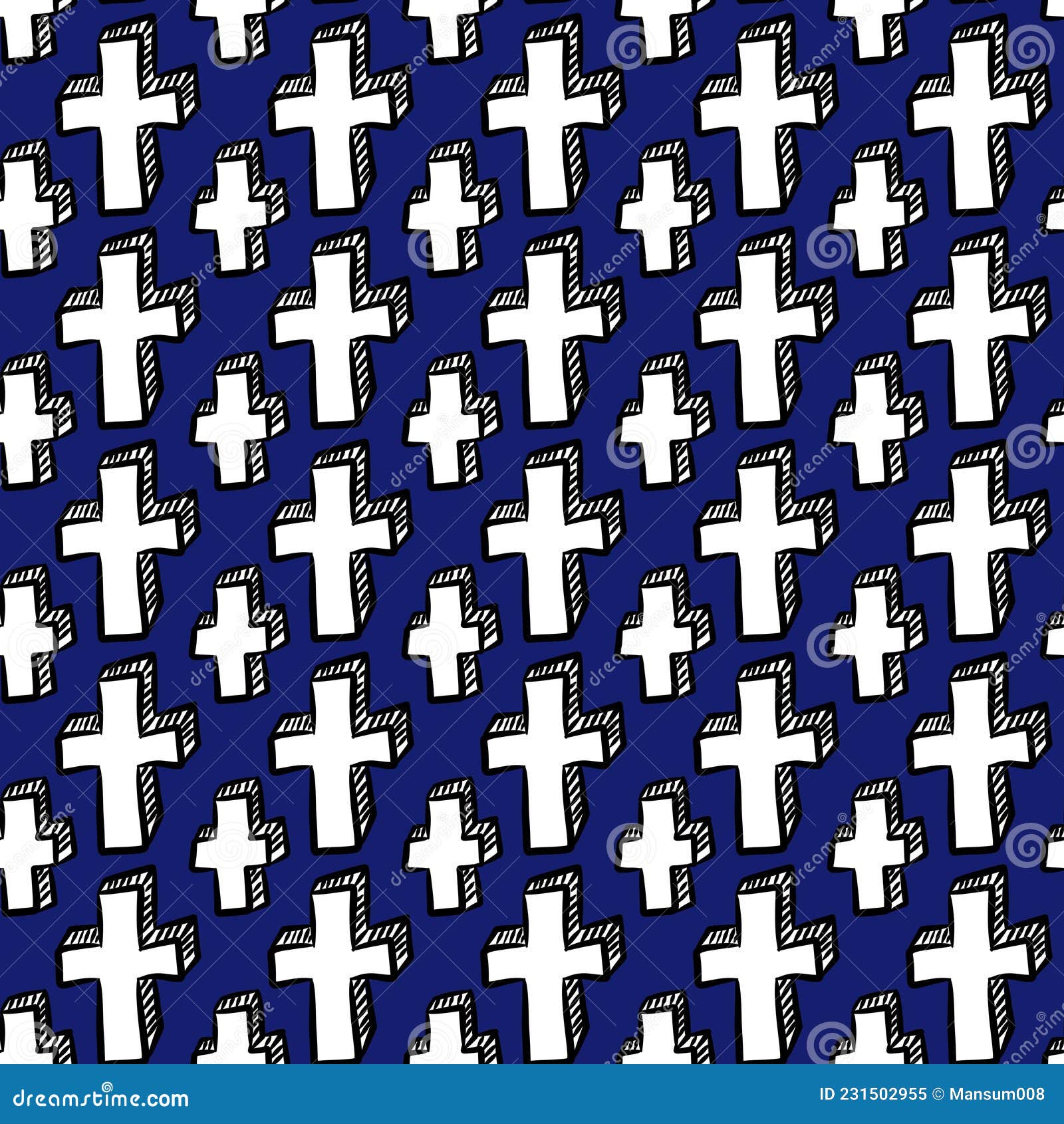 Seamless Pattern of Cross Cartoon Stock Illustration - Illustration of ...