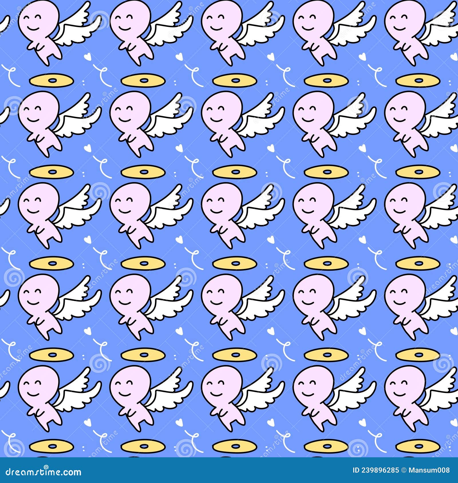 Seamless Pattern of Cute Angle Cartoon Stock Illustration ...
