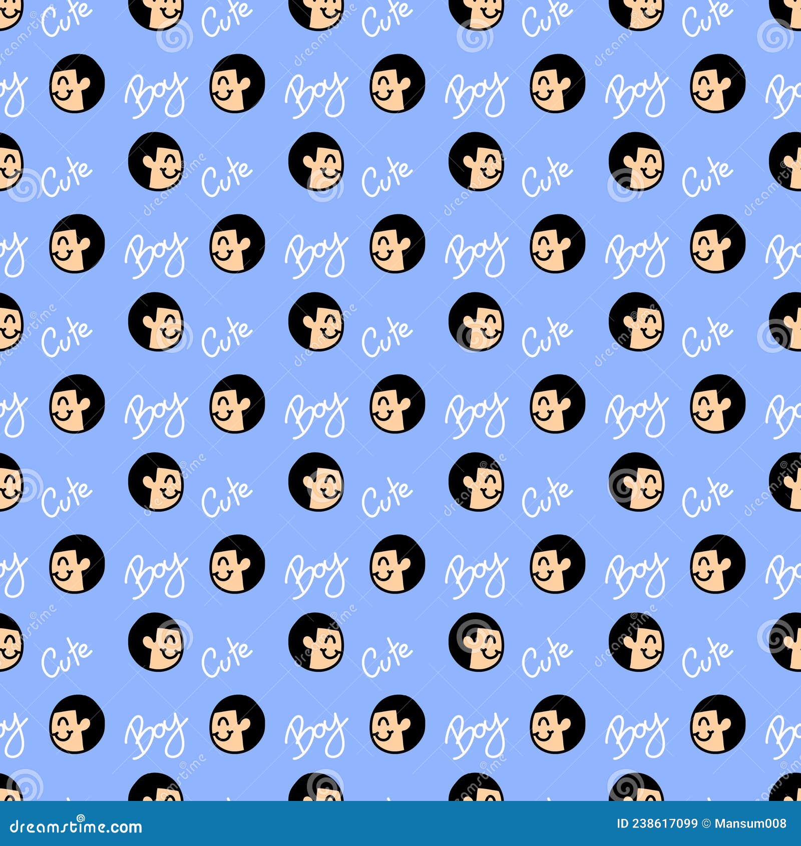 Seamless Pattern of Cute Boy Cartoon Stock Illustration - Illustration ...