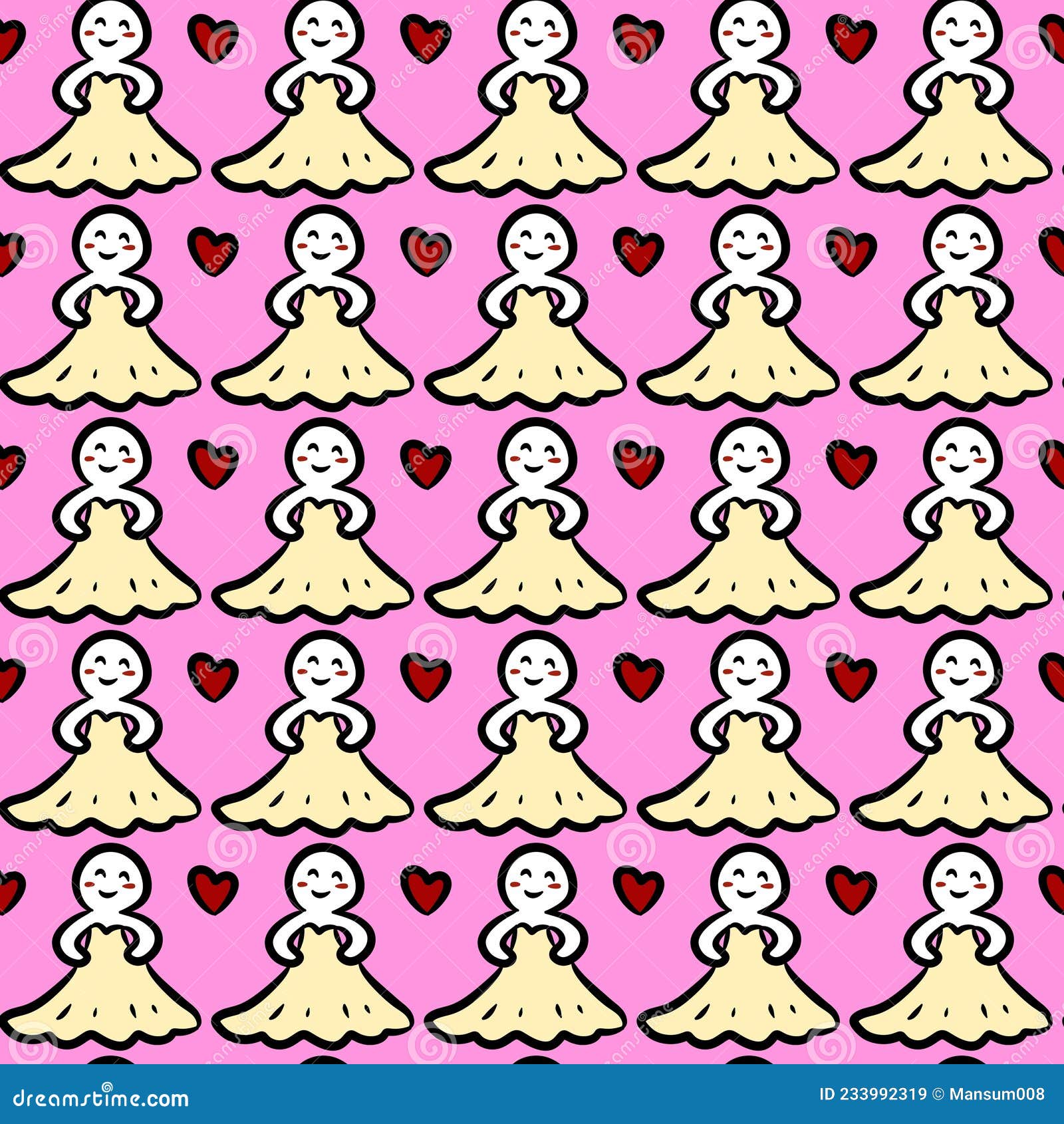 Seamless Pattern of Cute Cartoon Stock Illustration - Illustration of ...