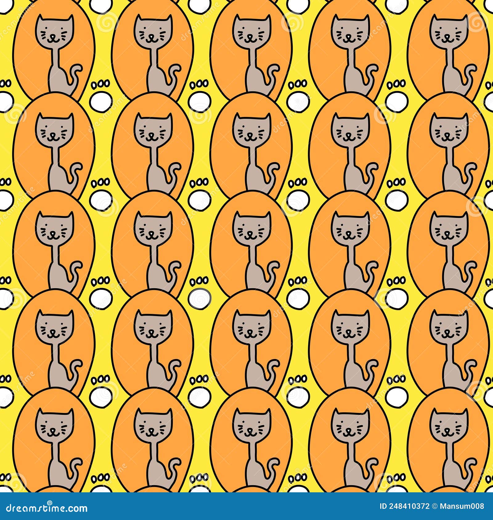 Seamless Pattern of Cute Cat Cartoon Stock Illustration - Illustration ...