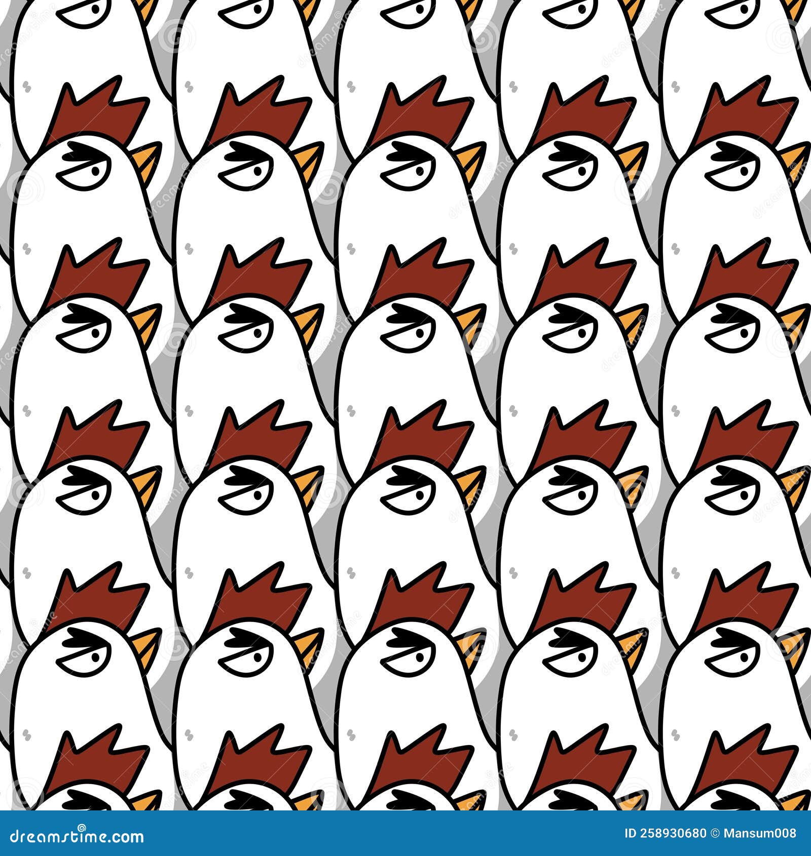 Seamless Pattern of Cute Chicken Cartoon Stock Illustration ...
