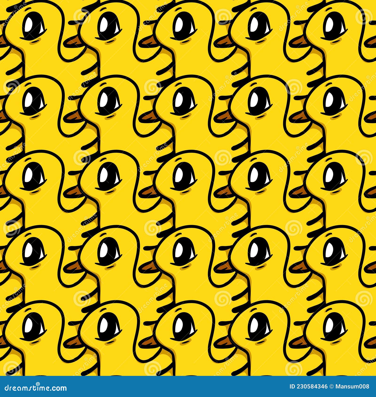 Seamless Pattern of Cute Duck Cartoon Stock Illustration - Illustration ...