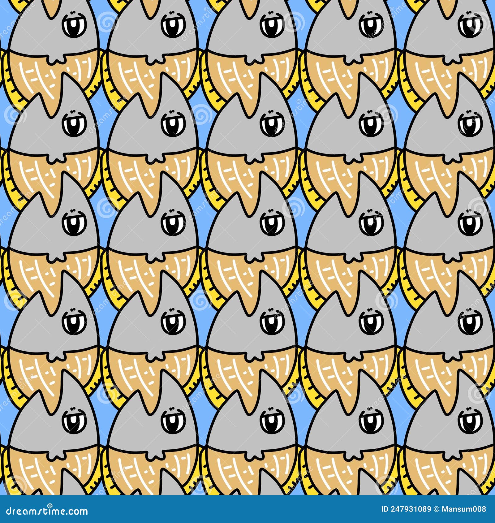 Seamless Pattern of Cute Fish Cartoon Stock Illustration - Illustration ...