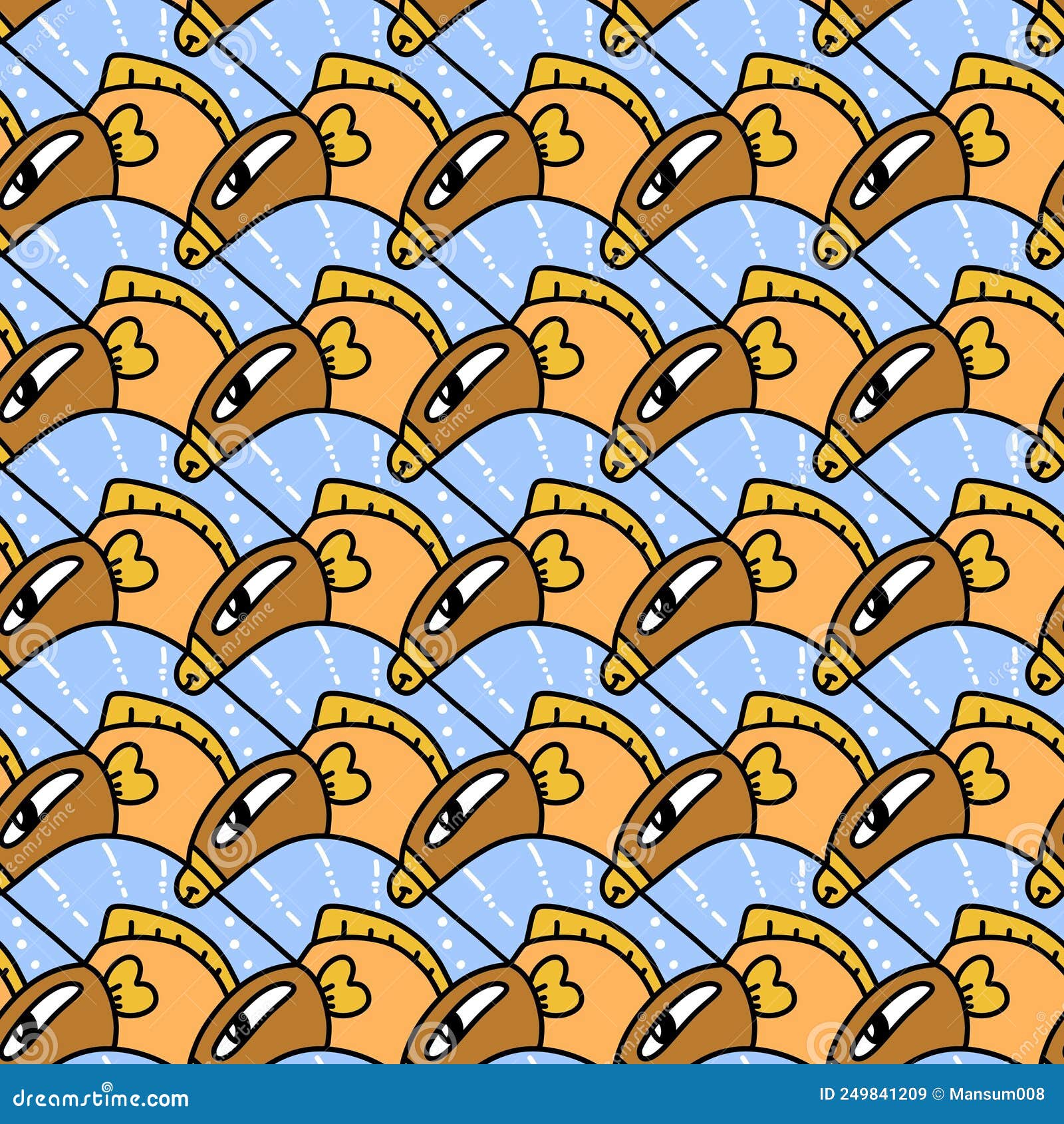 Seamless Pattern of Cute Fish Cartoon Stock Illustration - Illustration ...