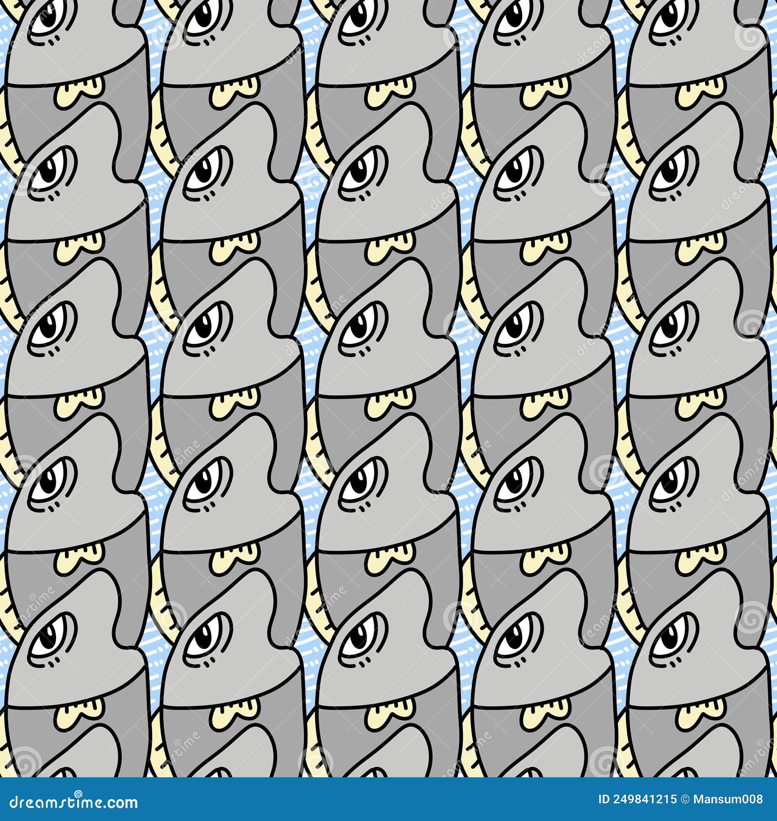 Seamless Pattern of Cute Fish Cartoon Stock Illustration - Illustration ...