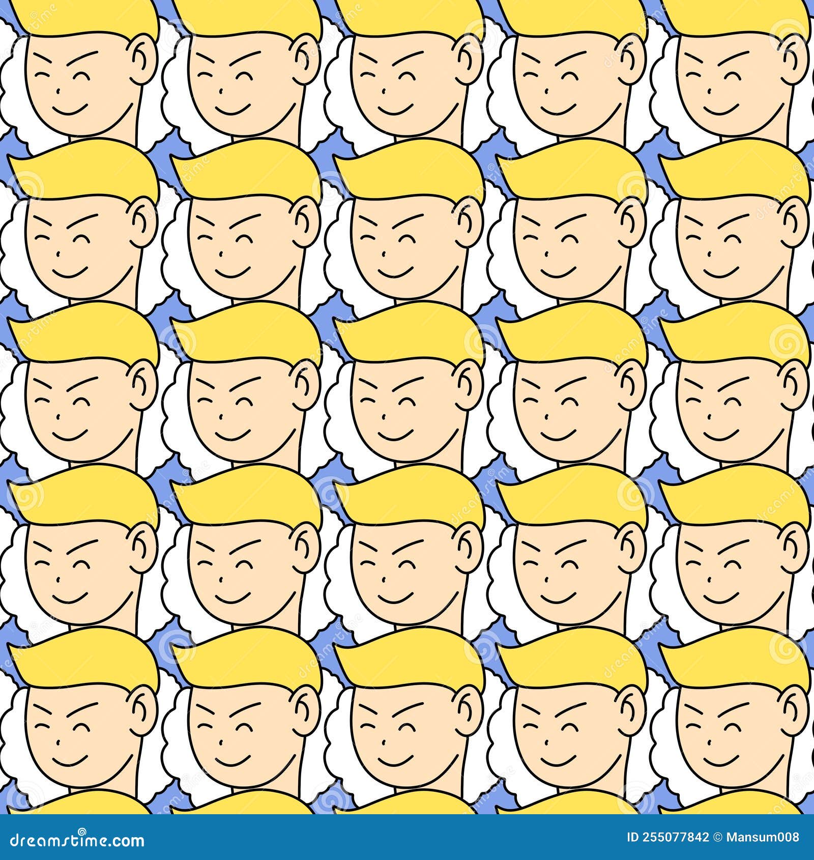Seamless Pattern of Cute Man Cartoon Stock Illustration - Illustration ...