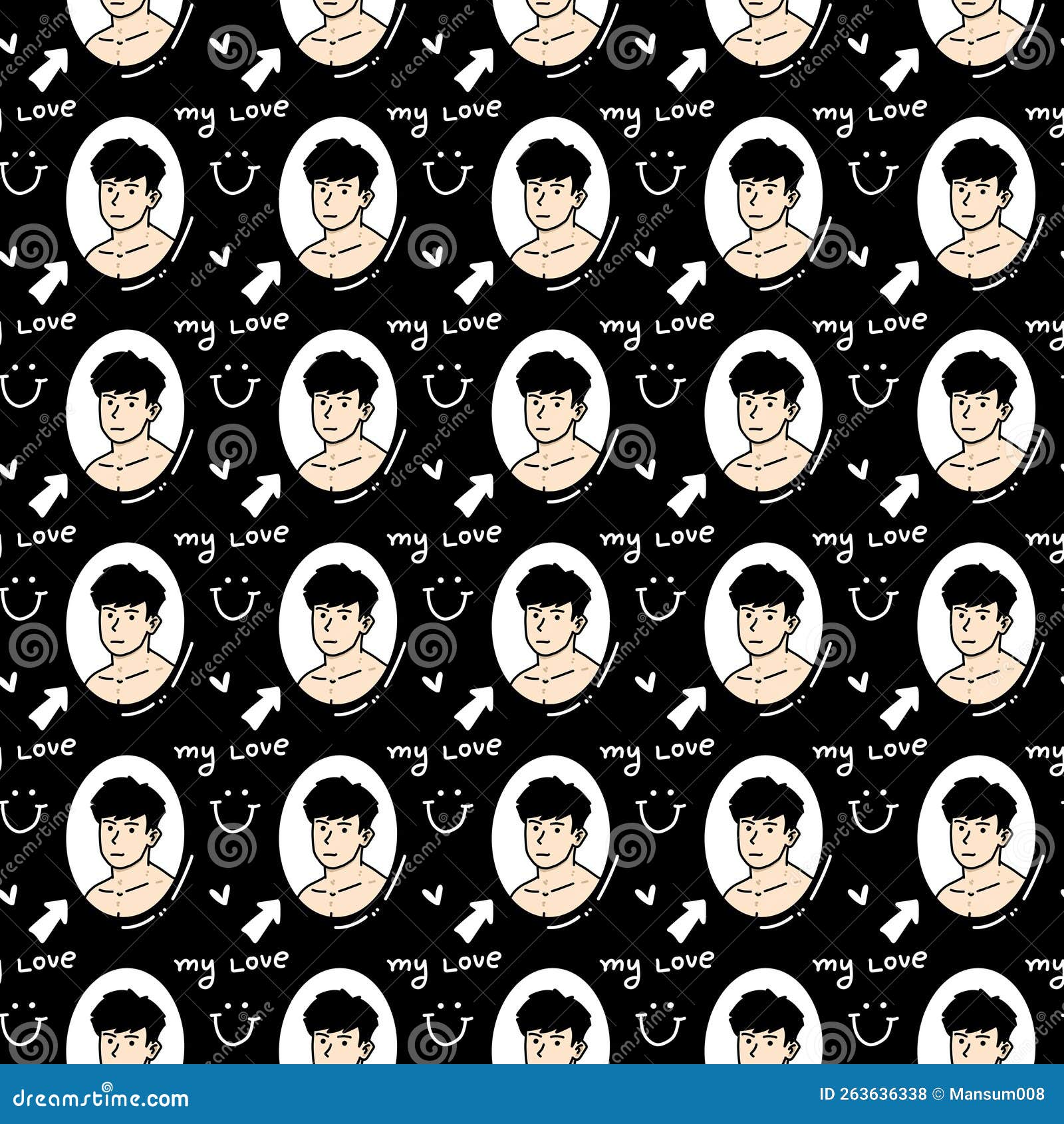 Seamless Pattern of Cute Man Cartoon Stock Illustration - Illustration ...