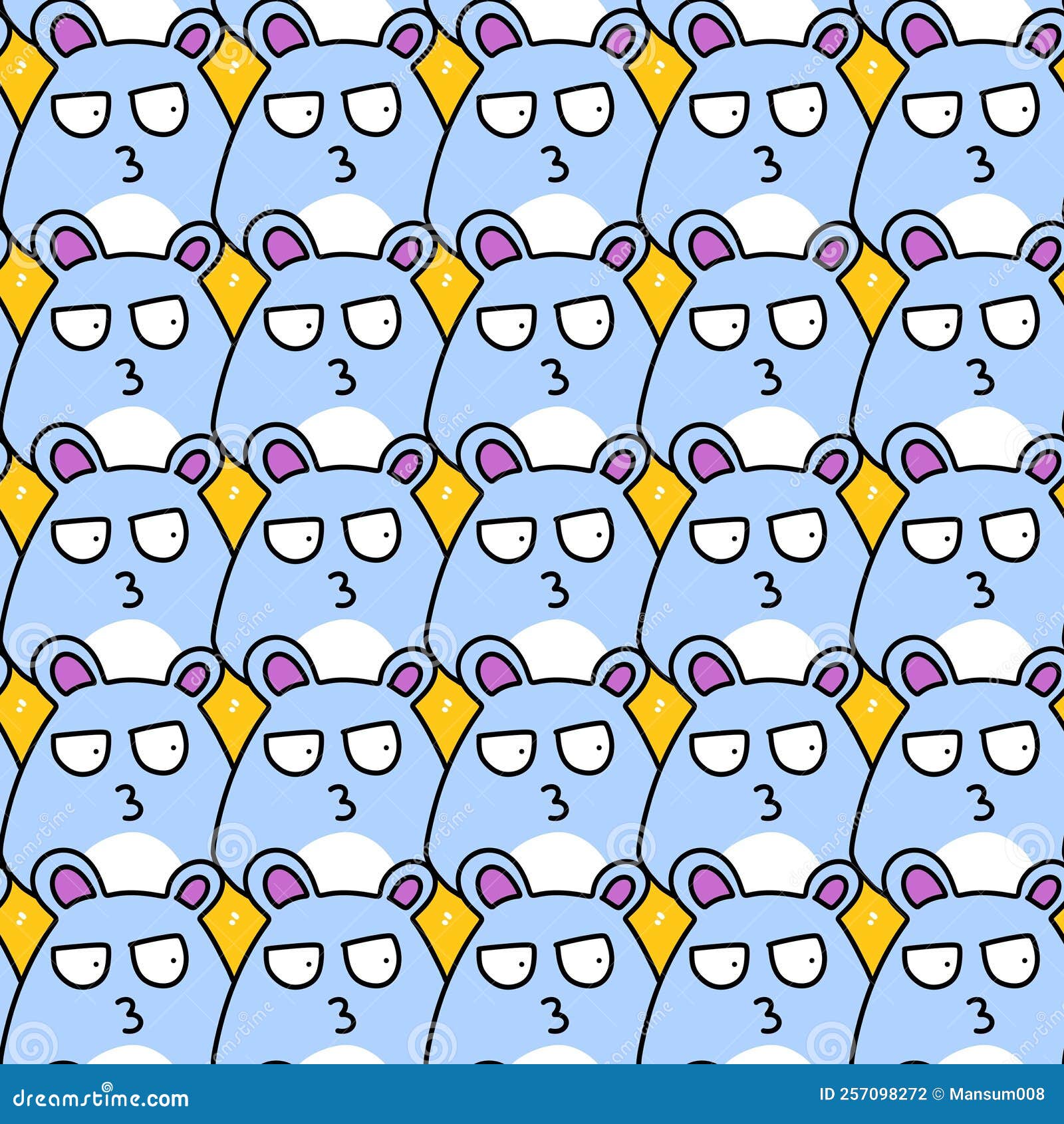Seamless Pattern of Cute Rat Cartoon Stock Illustration - Illustration ...