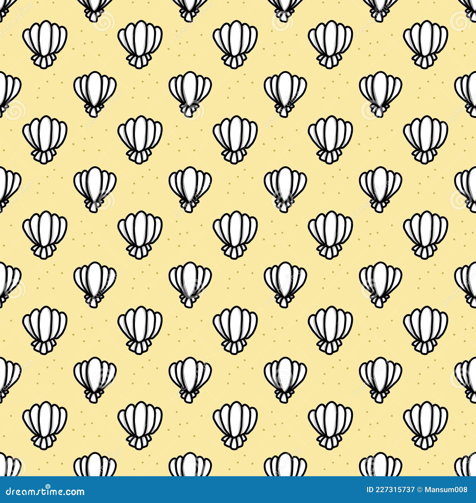 Seamless Pattern of Cute Shell Cartoon Stock Illustration ...