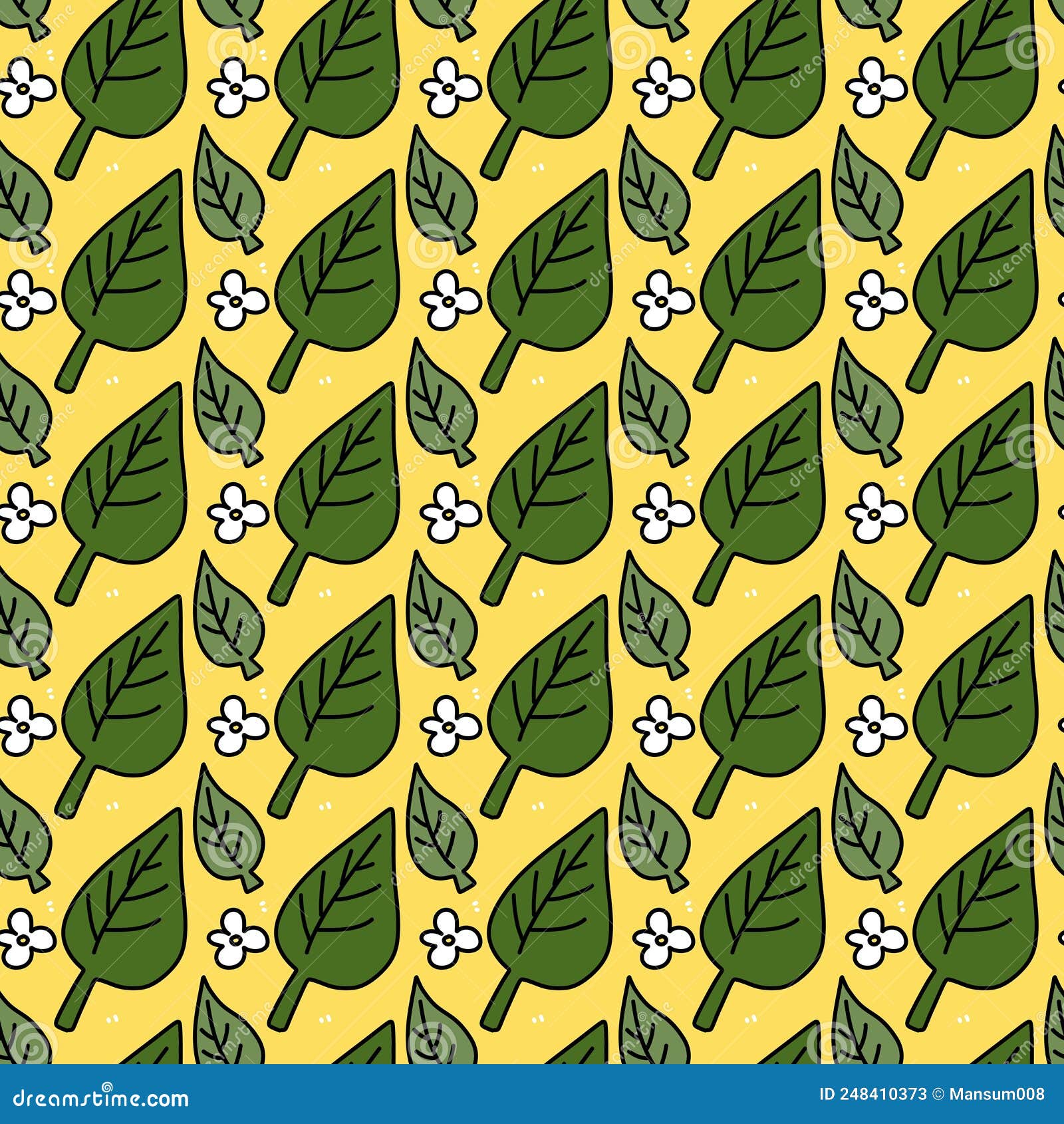 Seamless Pattern of Leaf Cartoon Background Stock Illustration ...