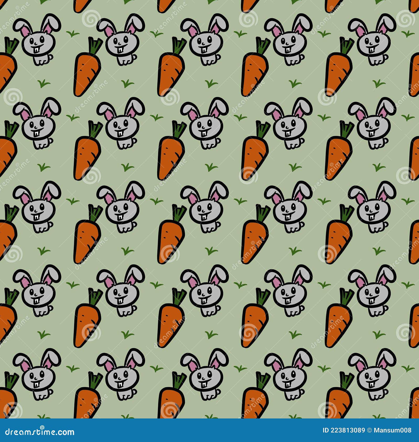 Seamless Pattern of Rabbit Cartoon Stock Illustration - Illustration of ...