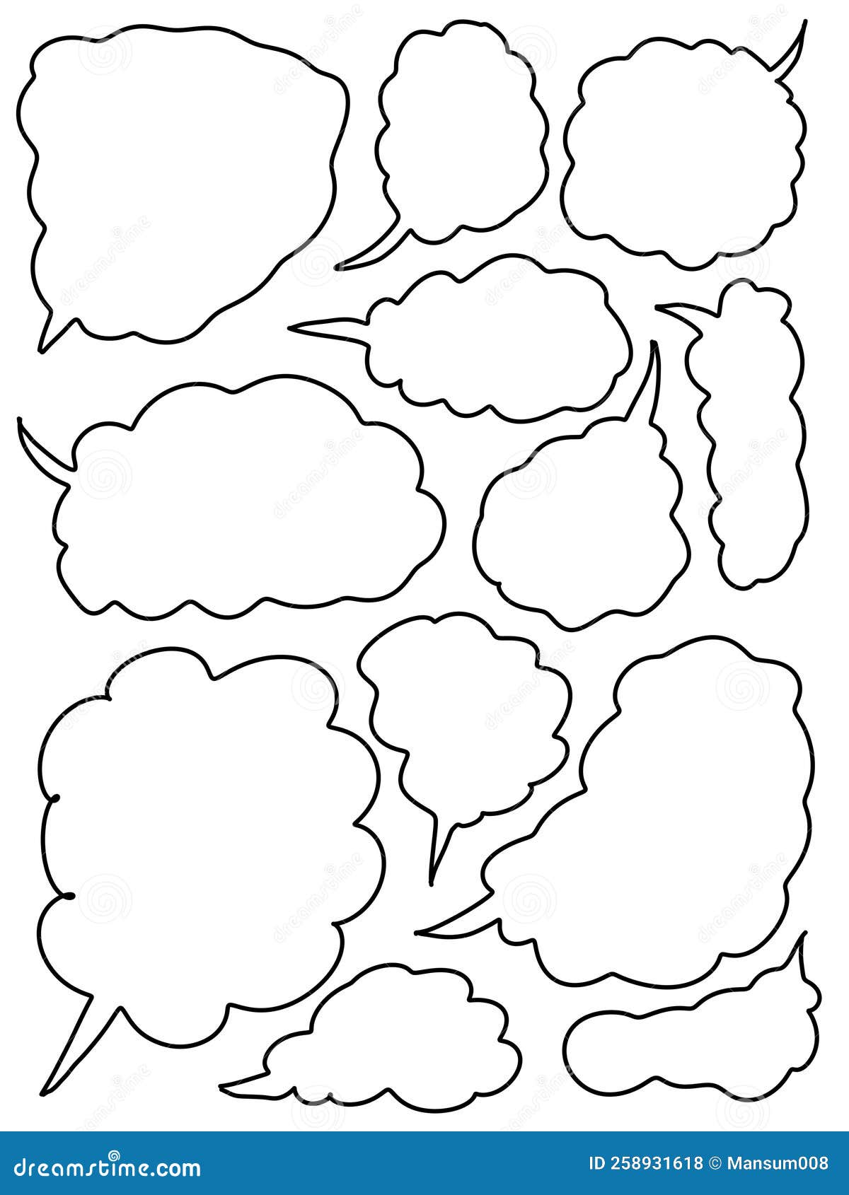 Set of Hand Drawn Speech Bubbles Stock Illustration - Illustration of ... Set of Hand Drawn Speech Bubbles Stock Illustration - Illustration of ...