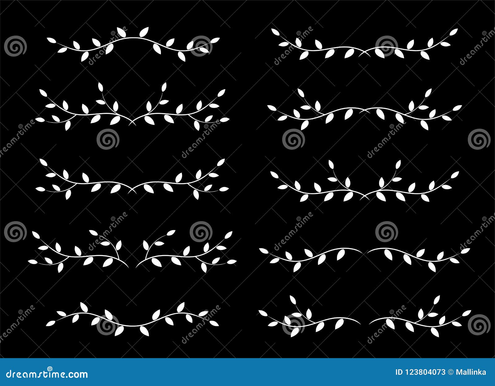 Art Set of White Tree Branches Borders Stock Vector - Illustration of ...