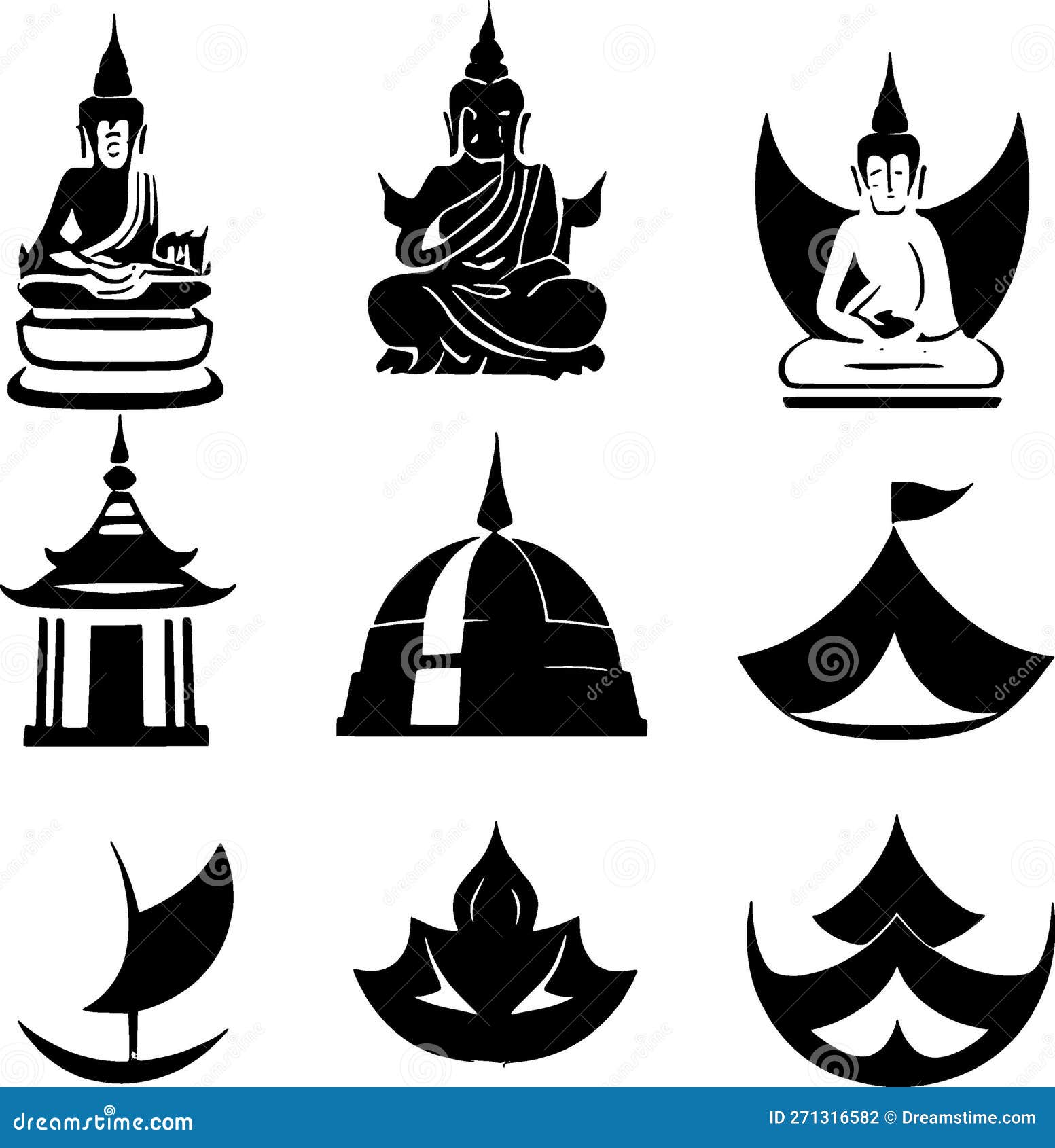 Silhouette of a Pagoda Cartoon Stock Illustration - Illustration of ...