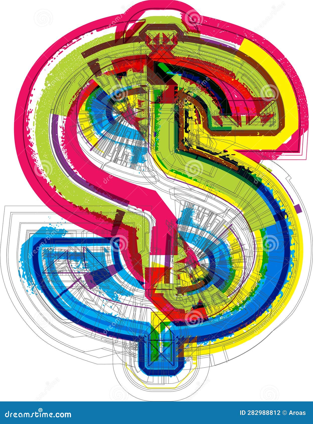 Art Sketched Dollar Symbols Fonts Stock Vector - Illustration of ...