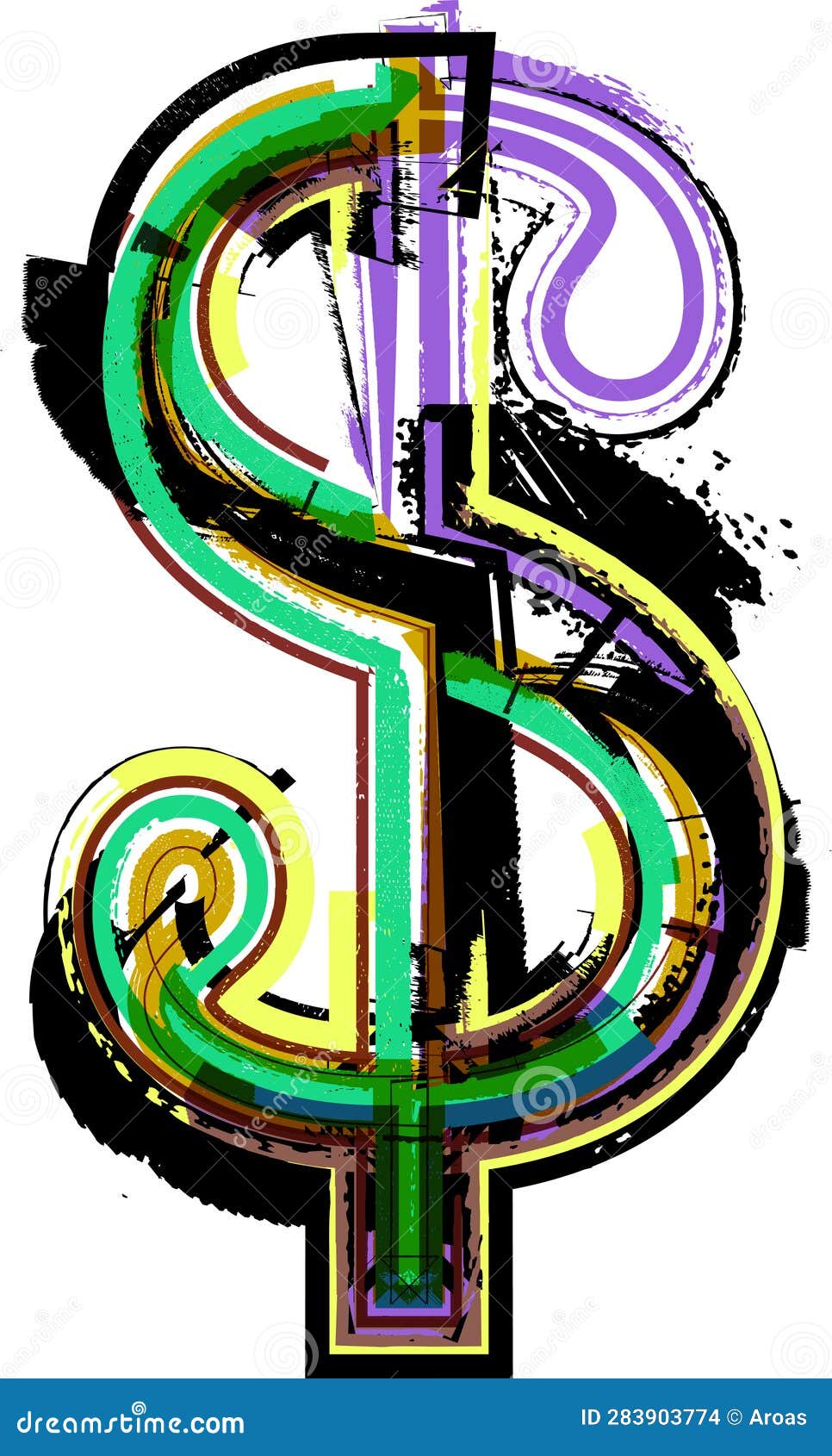Art Sketched Dollar Symbols Fonts Stock Vector - Illustration of invest ...