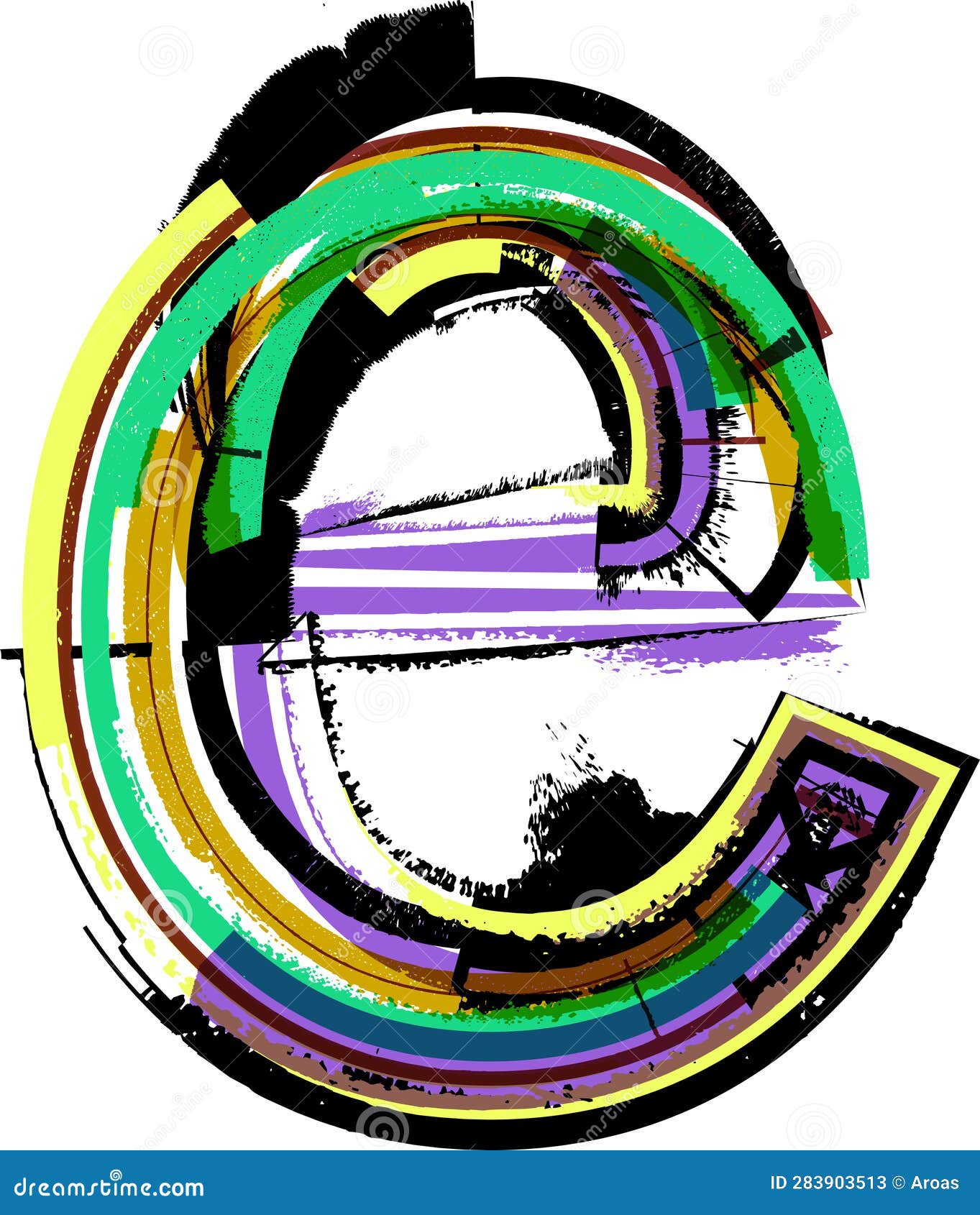 Art Sketched Fonts, Lowercase Symbols, Letter E Stock Illustration ...