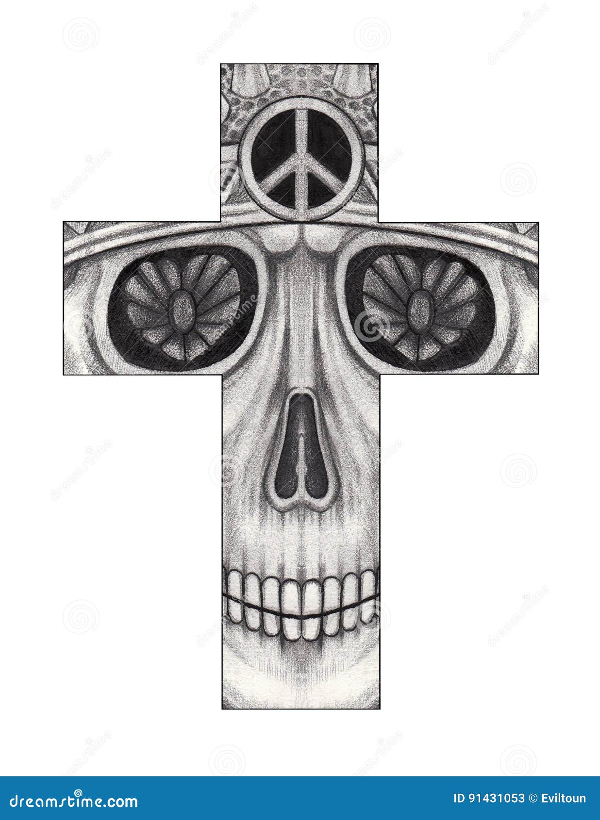 Art skull cross. stock illustration. Illustration of line - 91431053