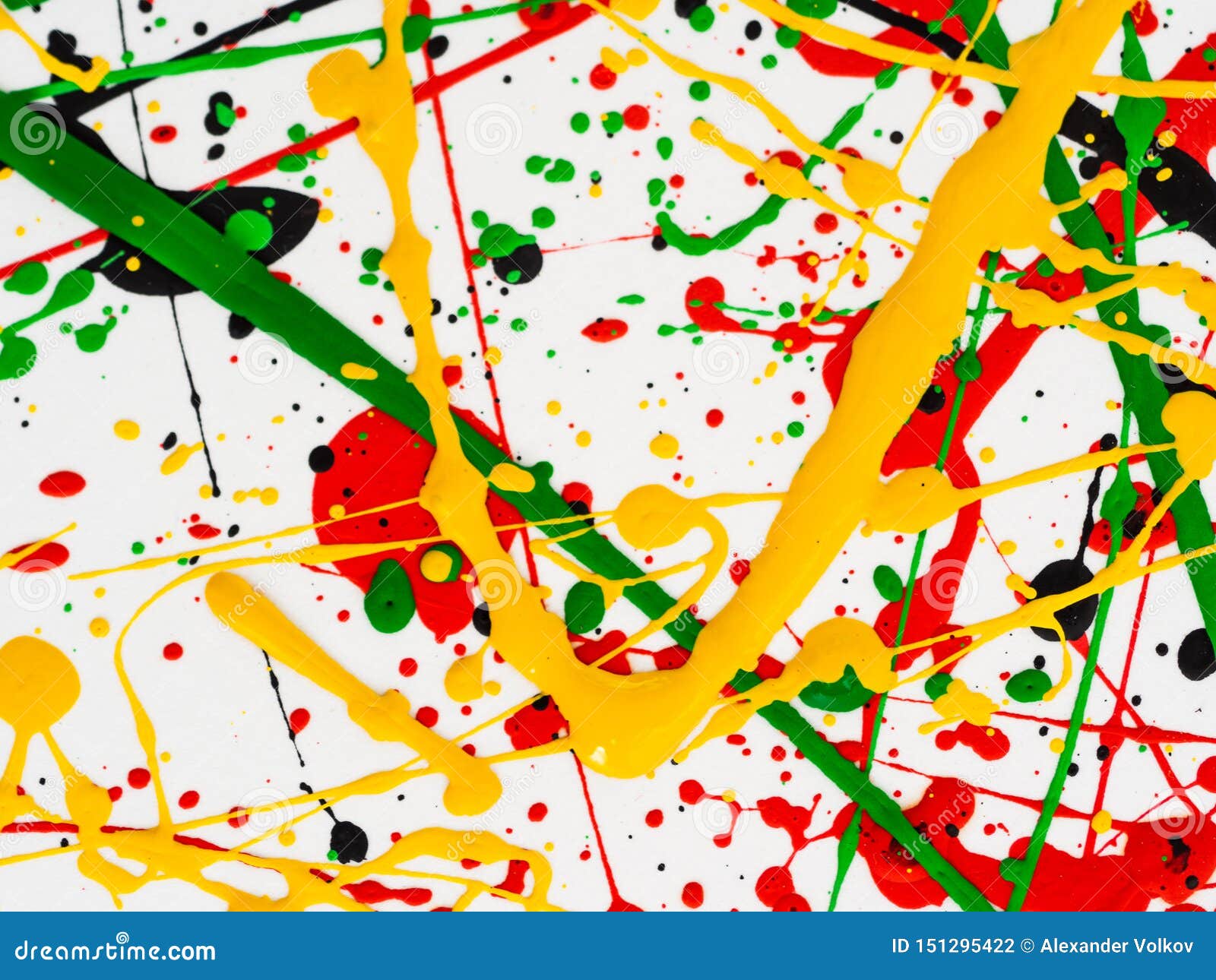 Art Splashed Spilled Yellow Green Red Black Paint. Expressionism Stock ...