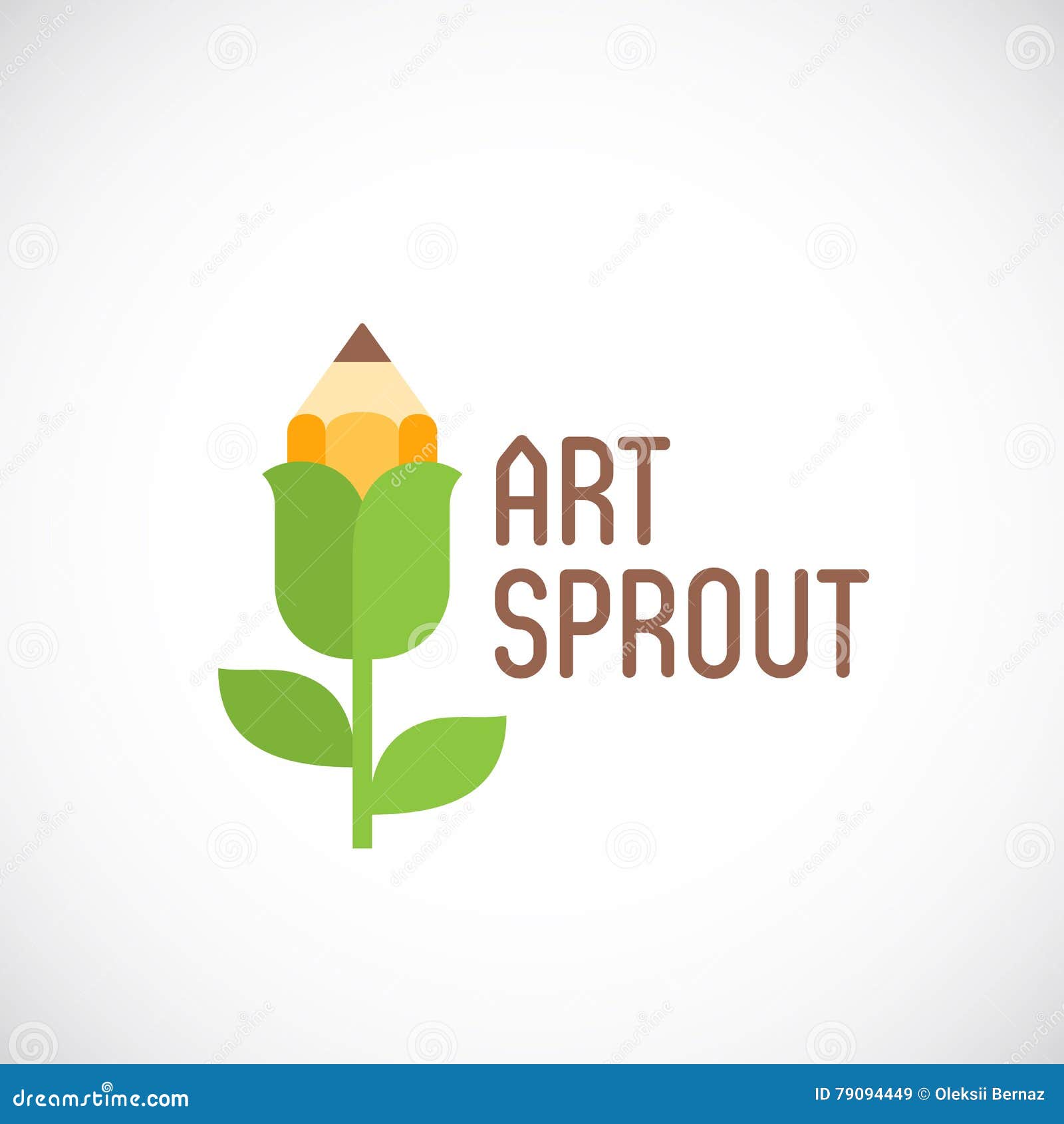 Art Sprout Abstract Vector Emblem, Label or Logo Template. Pencil ...