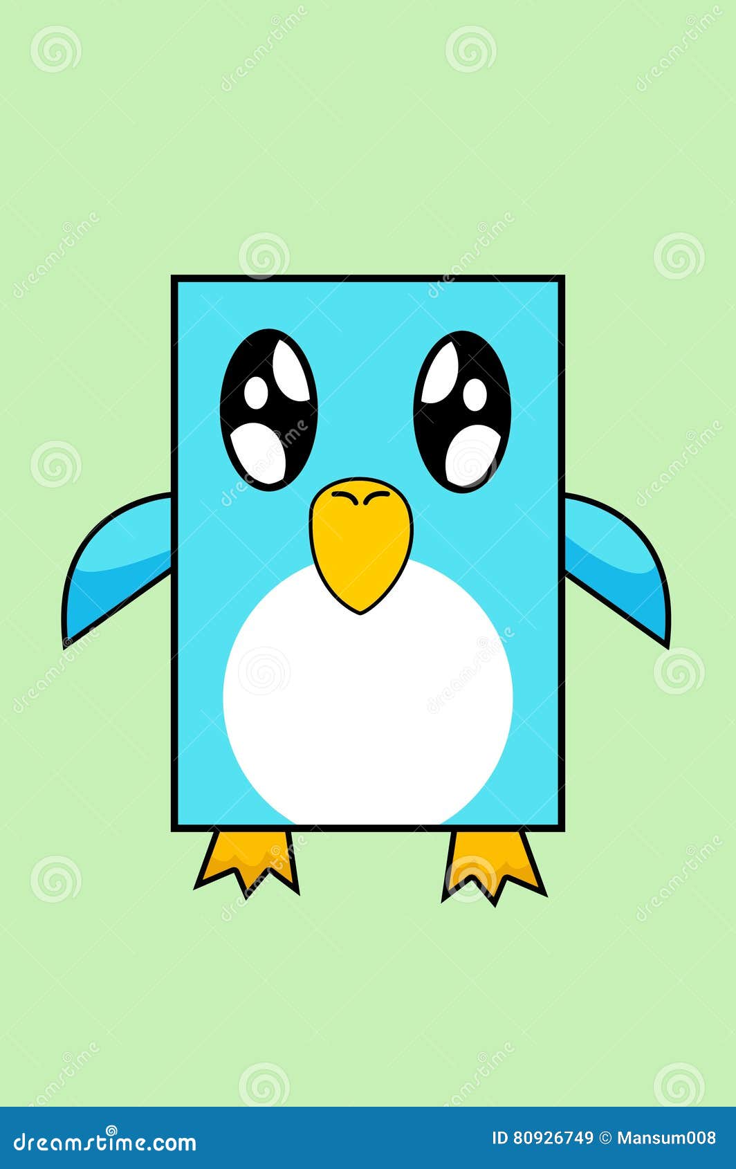 Art Square Penguin Cartoon Illustration Stock Illustration ...
