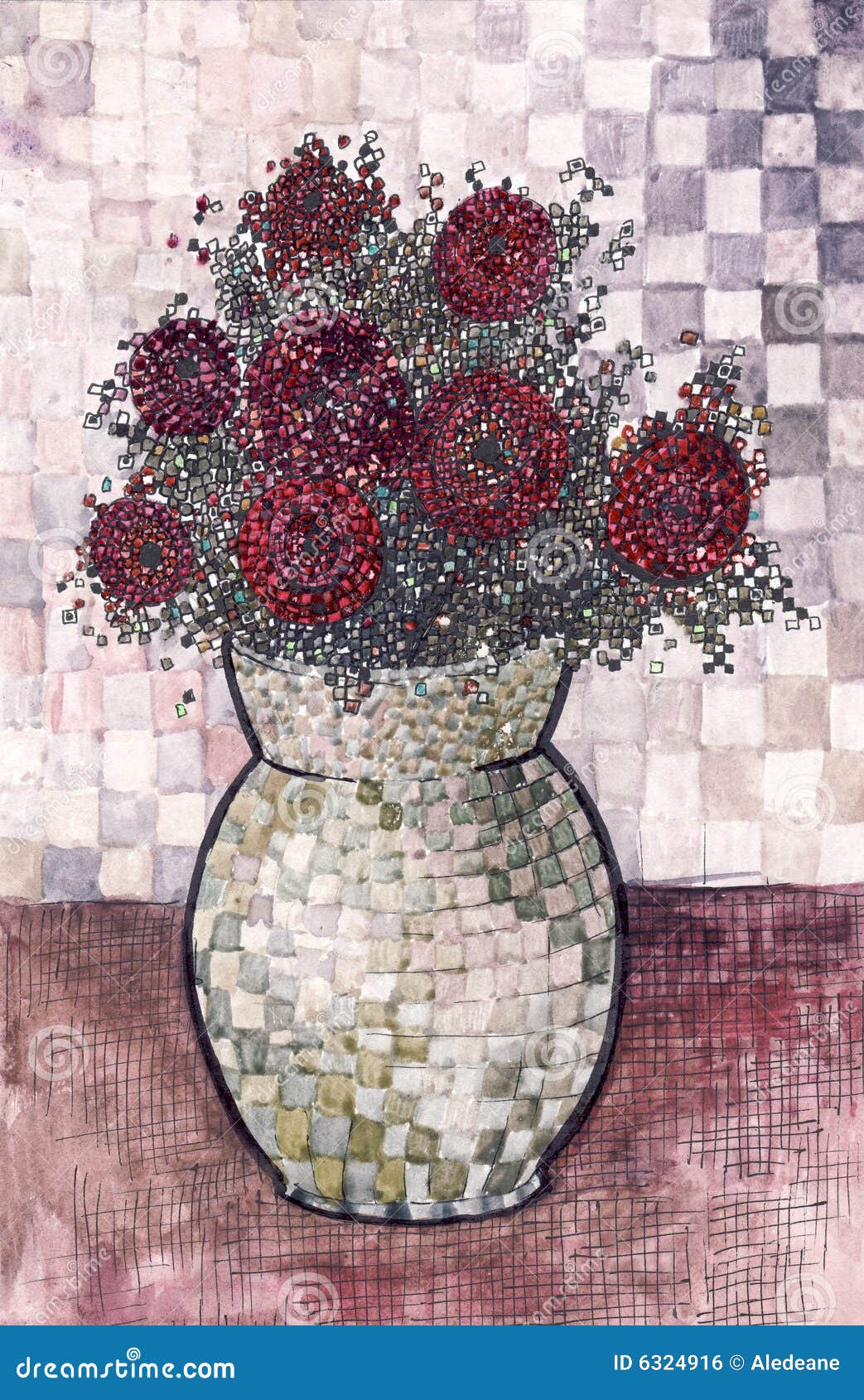 Art Still Life with Flower Vase Stock Illustration - Illustration of ...