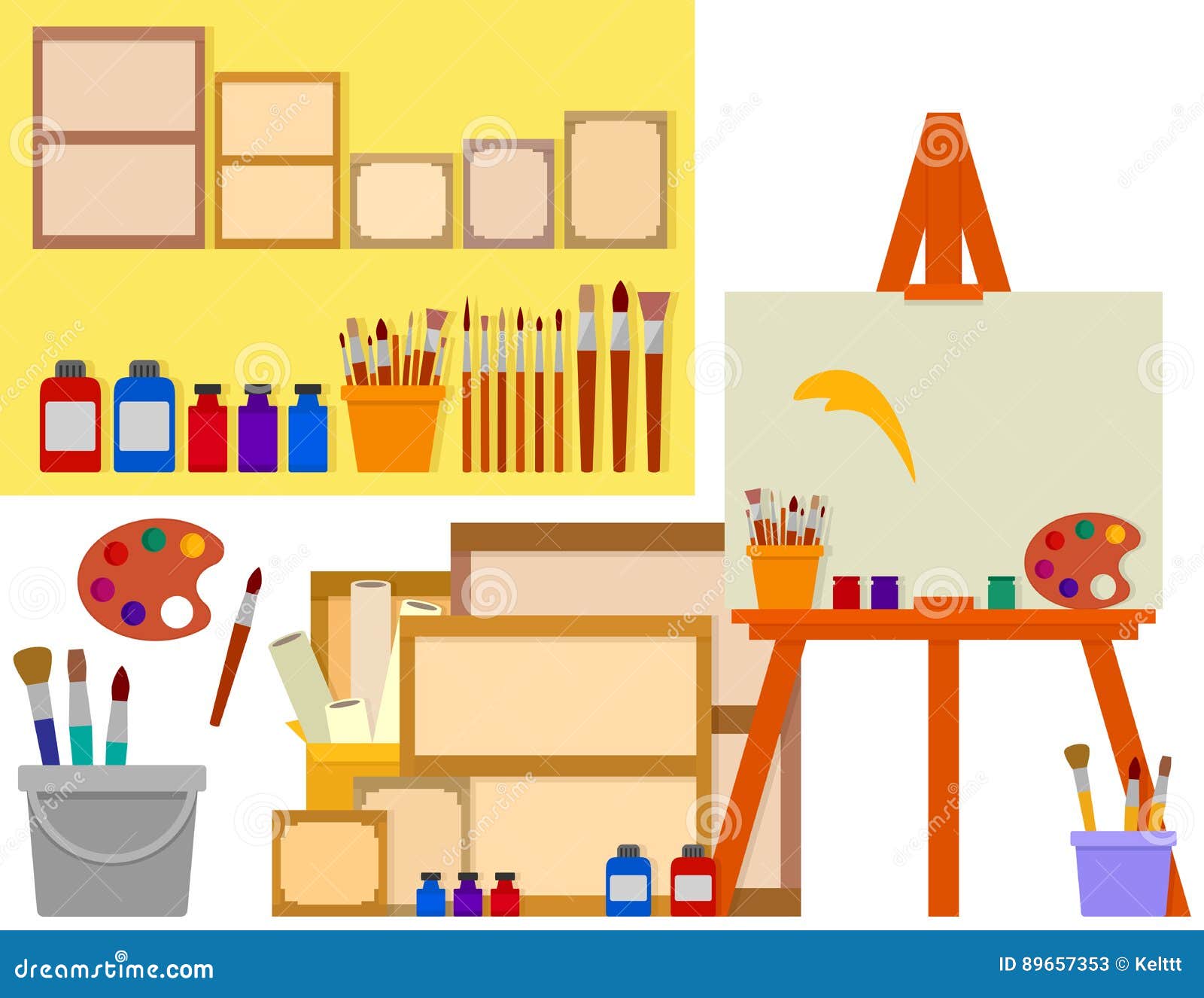 Art Studio with Artist Tools Stock Vector - Illustration of kids ...
