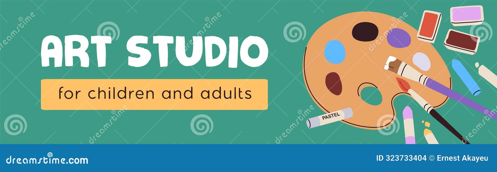 Art Studio Banner. Creative Workshop, Drawing School, Advertising Web ...