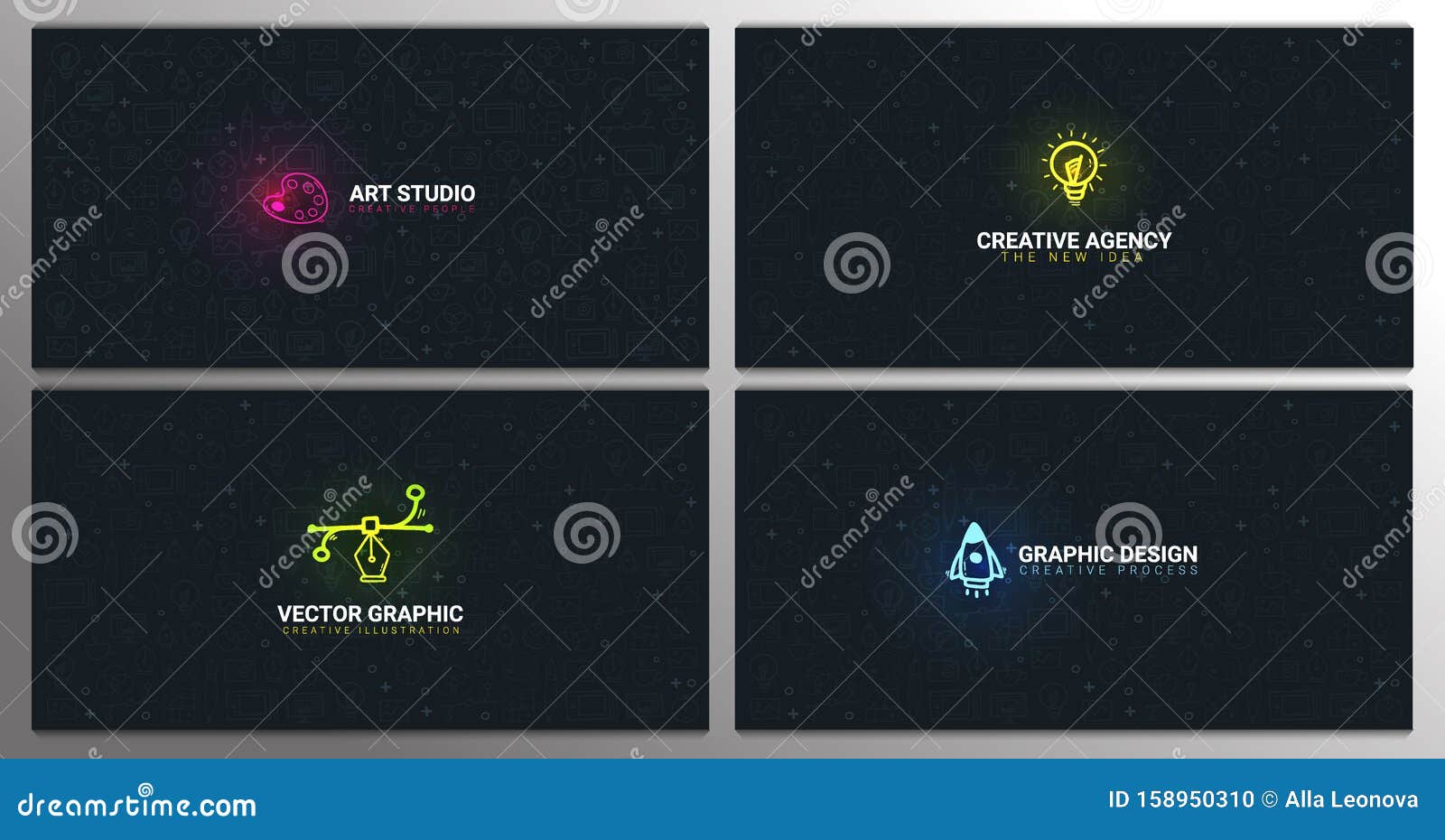 Art Studio, Graphic Design, Creative Agency and Vector Graphic. Set of ...