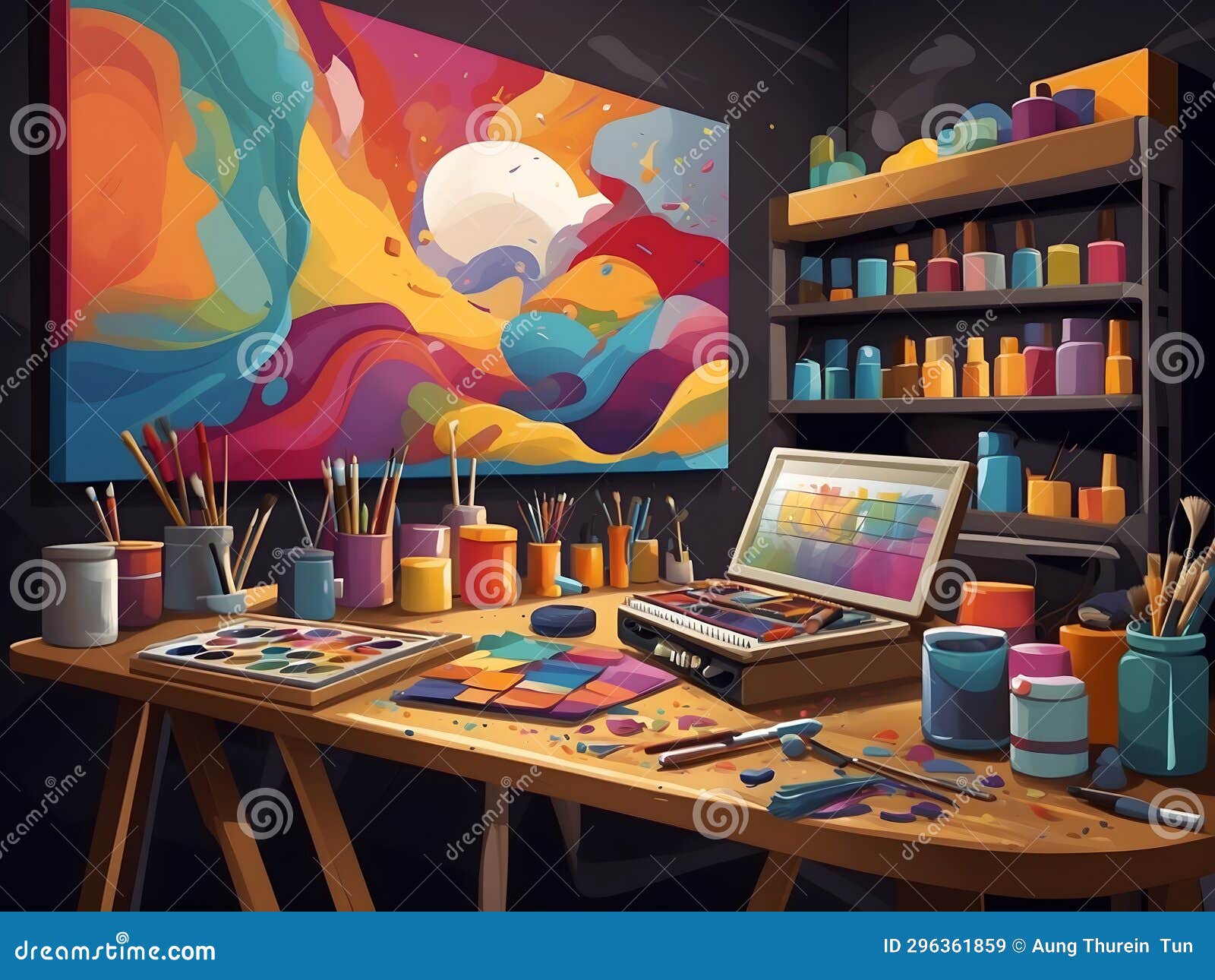 An Art Studio in a Vector Illustration Stock Illustration ...