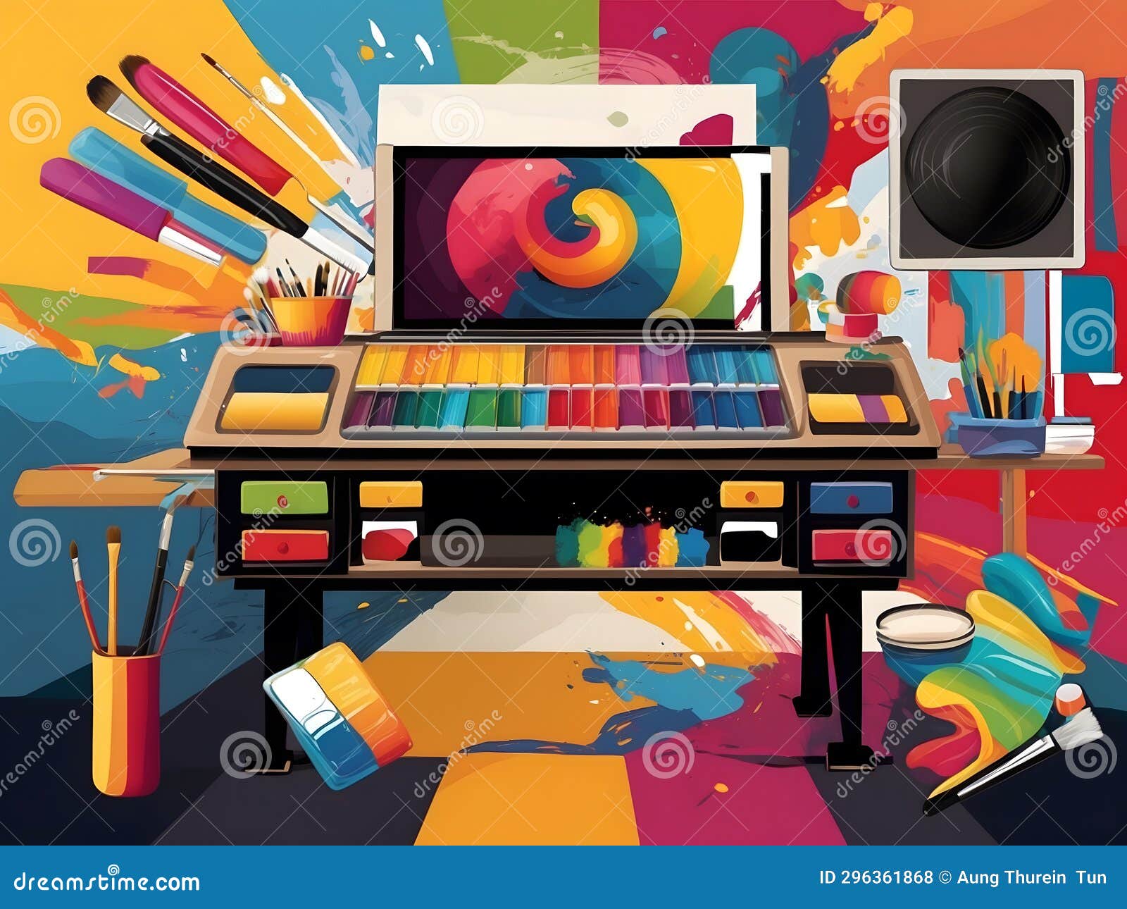 An Art Studio in a Vector Illustration Stock Illustration ...