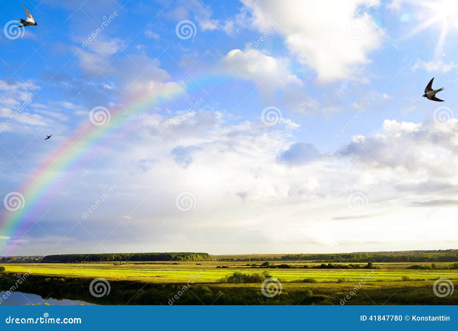 Art Summer Scene, Panorama of Nature after the Rain Stock Photo - Image ...