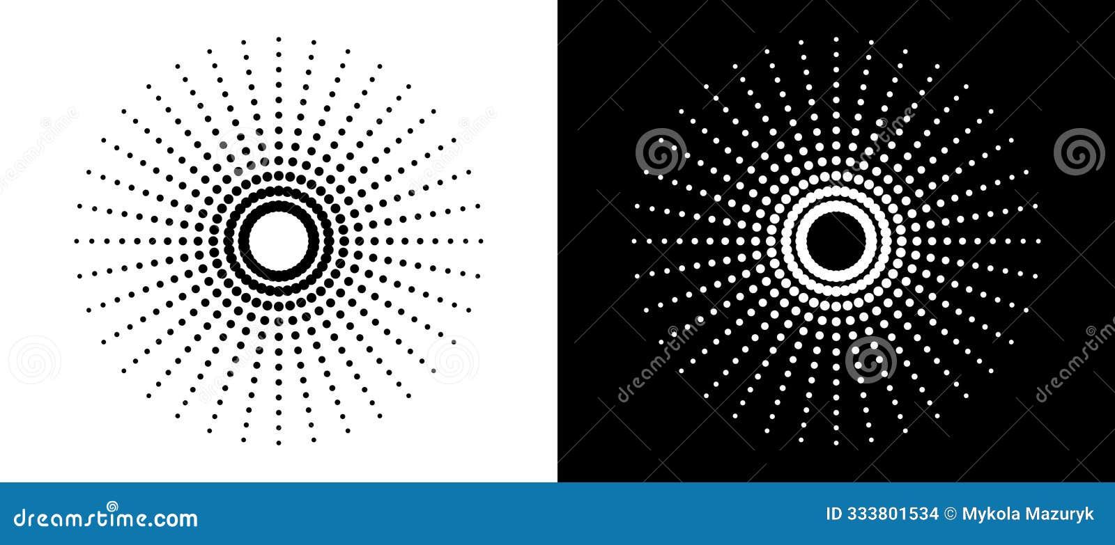 Art Sun Background. Icon Template or Logo with Halftone Dotted Lines ...