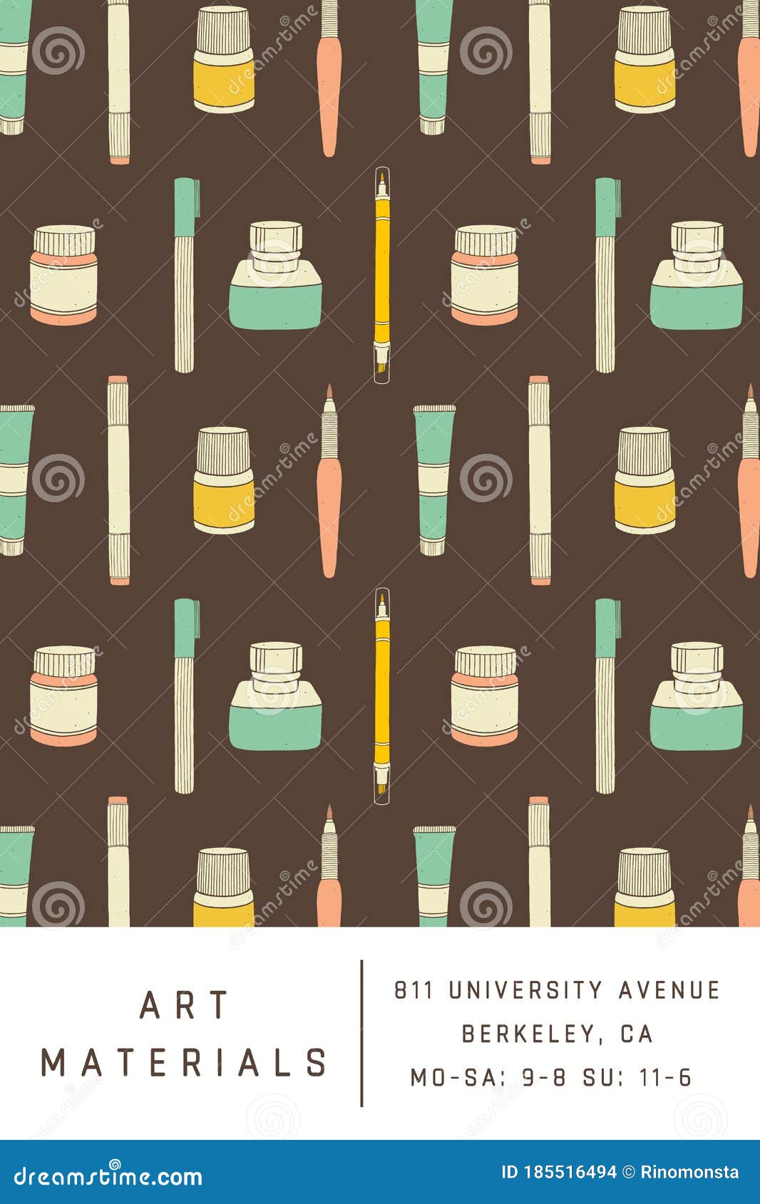 Art Supplies Pattern Flyer. Background Made of Drawing Tools Stock ...