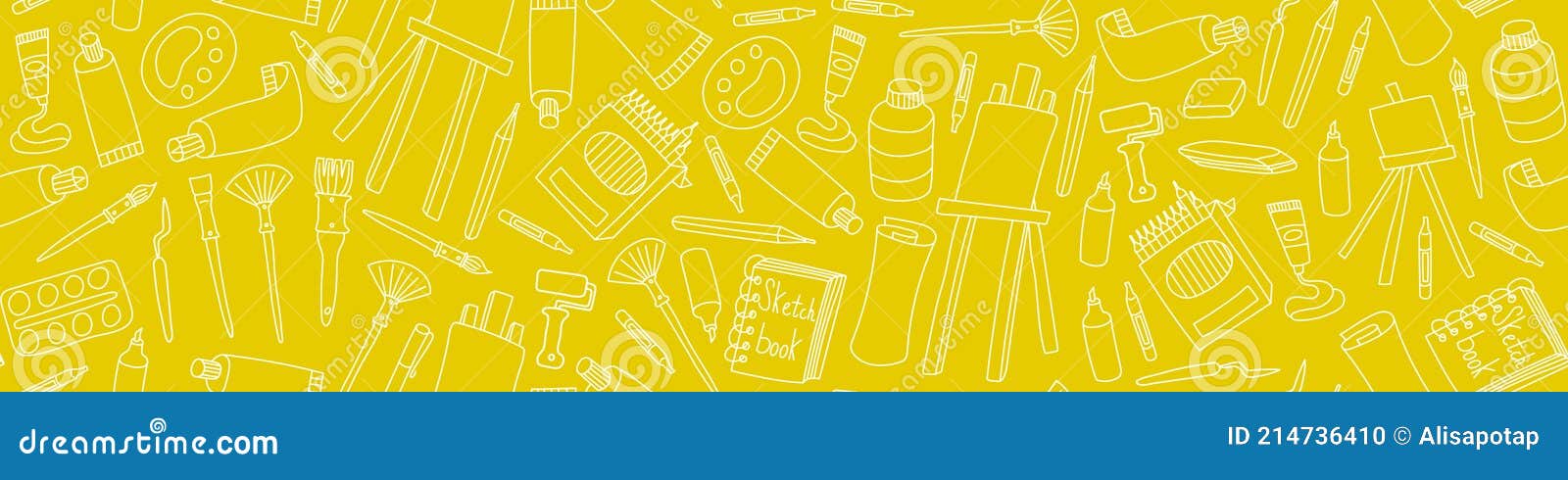 Art Supplies Seamless Pattern Stock Vector - Illustration of doodle ... Art Supplies Seamless Pattern Stock Vector - Illustration of doodle ...