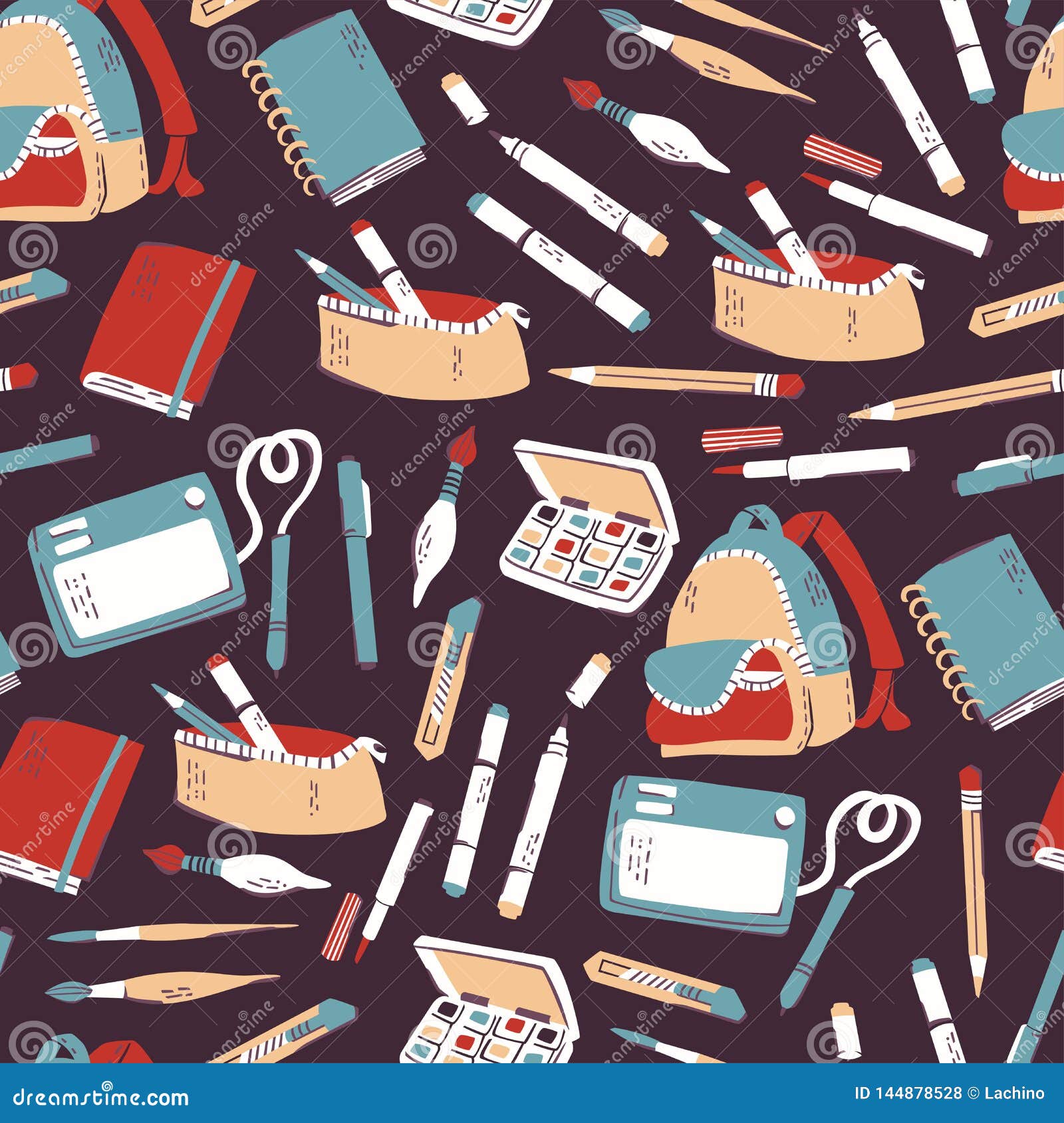 Art Supplies Seamless Pattern. Vector Hand Drawn Doodle Elements for ... Art Supplies Seamless Pattern. Vector Hand Drawn Doodle Elements for ...