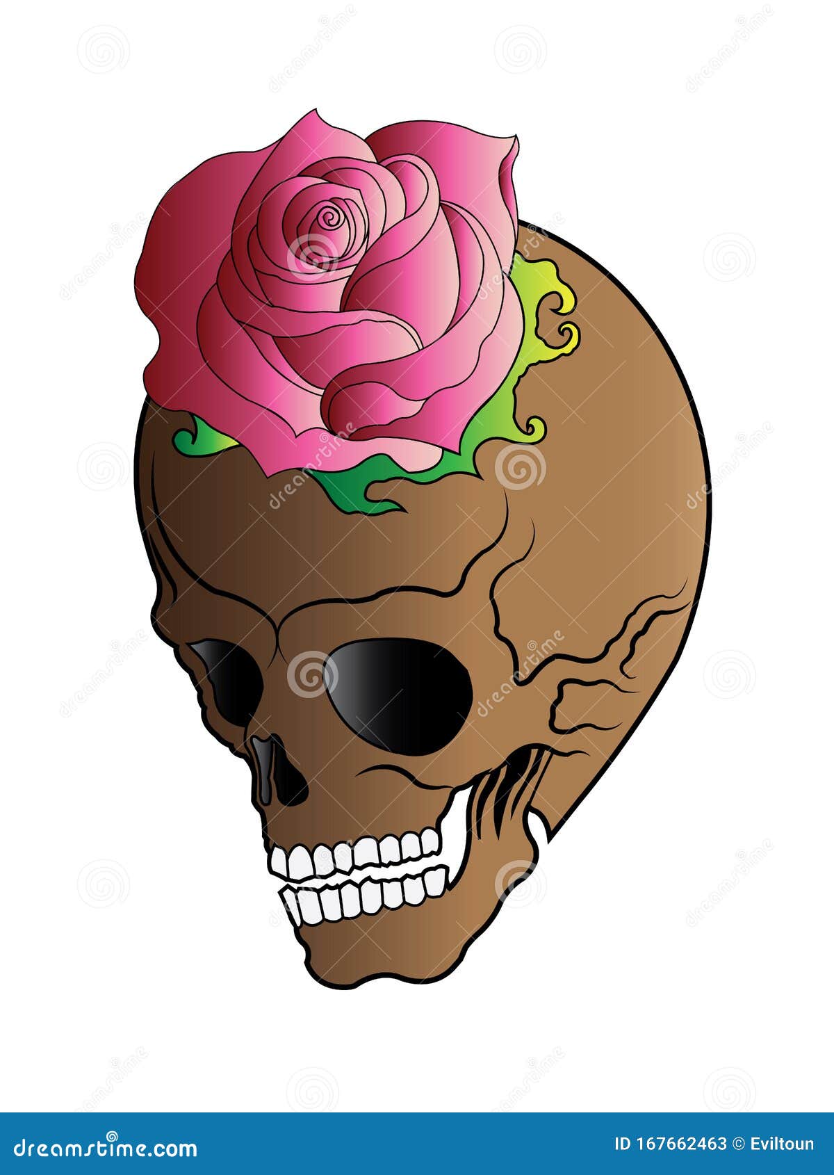 Art Surreal Color Skull Tattoo. Stock Vector - Illustration of hand ...
