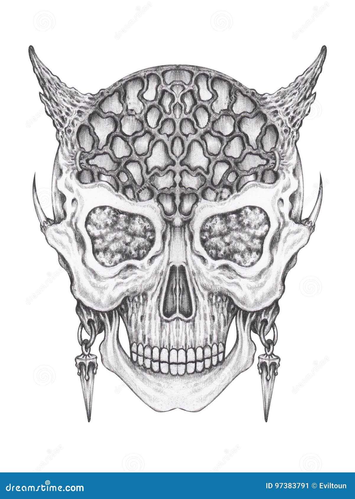 Art surreal devil skull. stock illustration. Illustration of horror ...