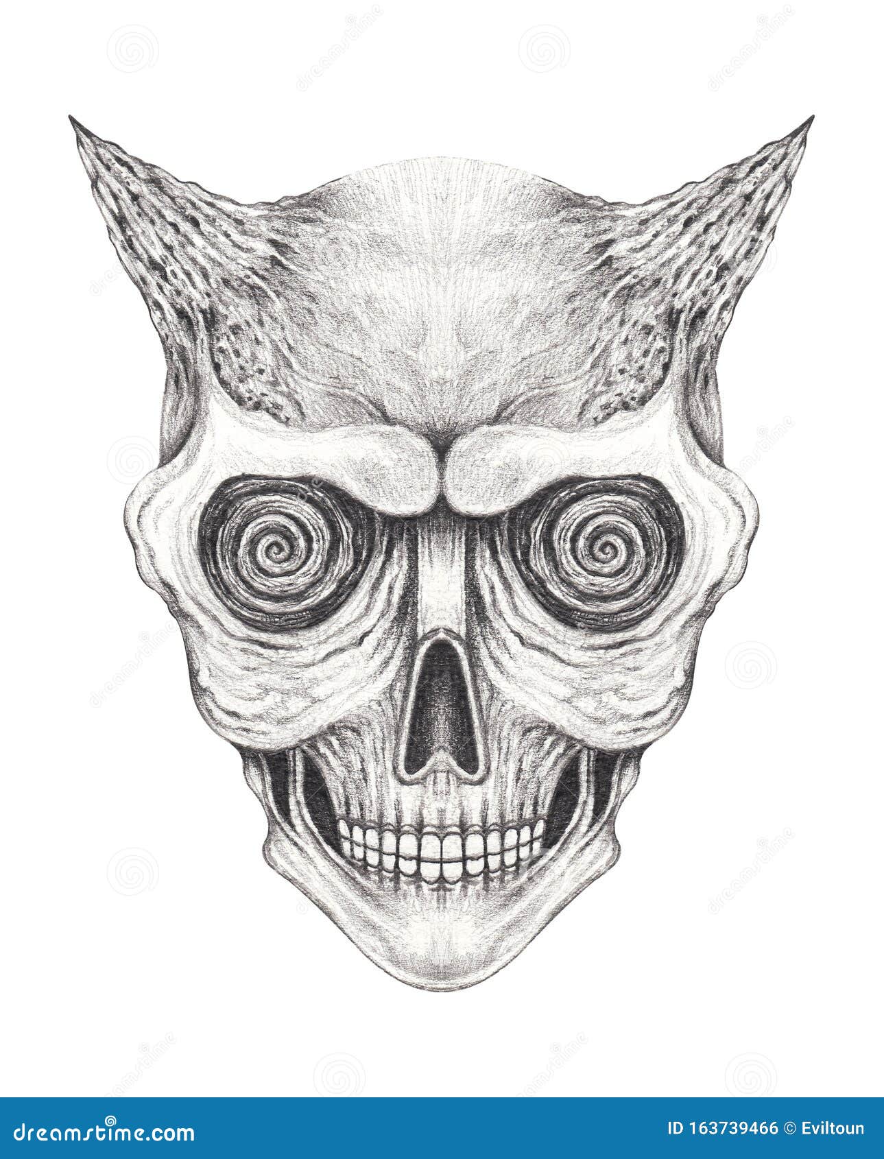 Art Surreal Devil Skull Tattoo. Stock Illustration - Illustration of ...