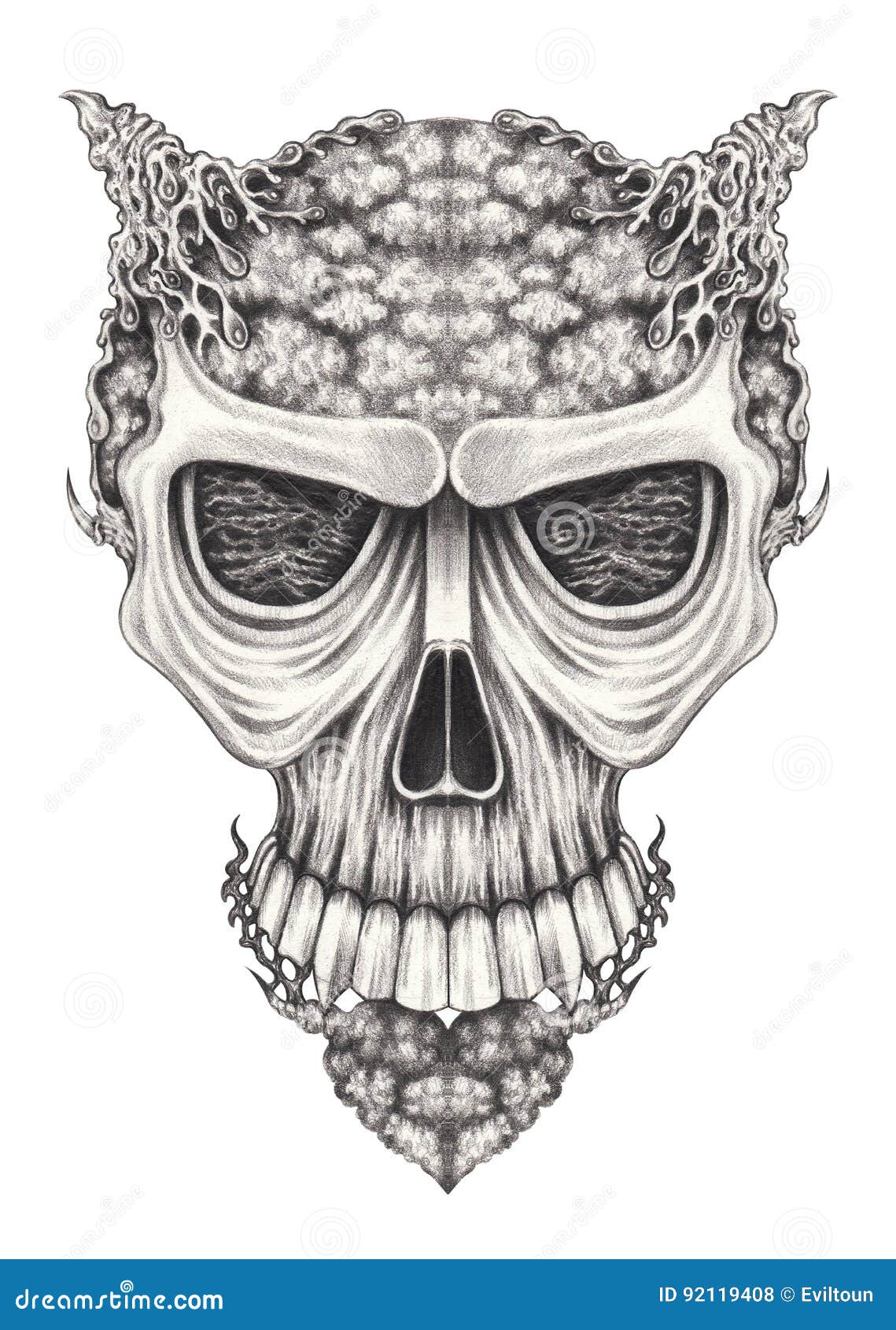 Art surreal skull. stock illustration. Illustration of head - 92119408