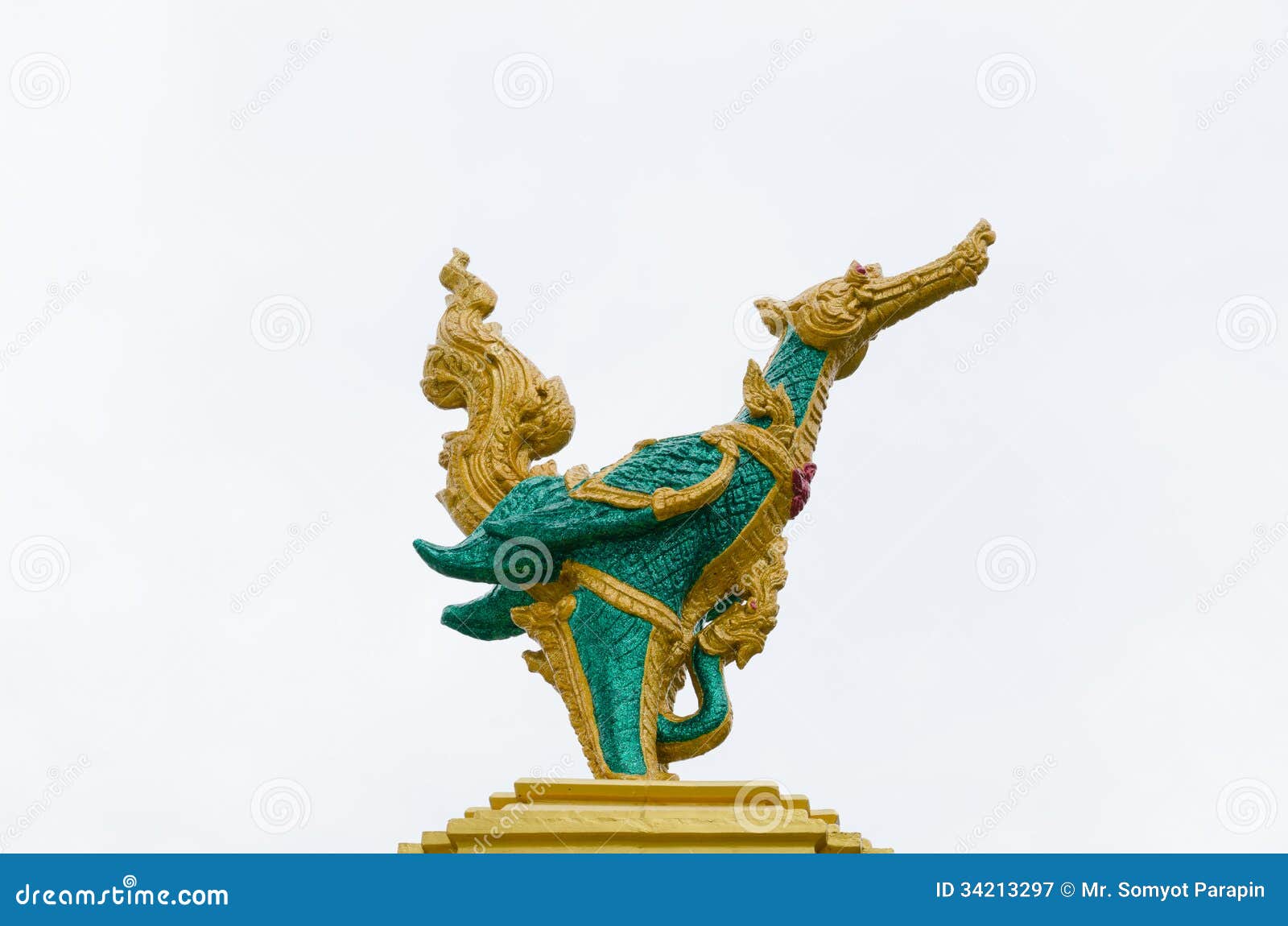 Thai Mythical Creature Bronz Singha Ruplica Guarding The Marble Temple ...