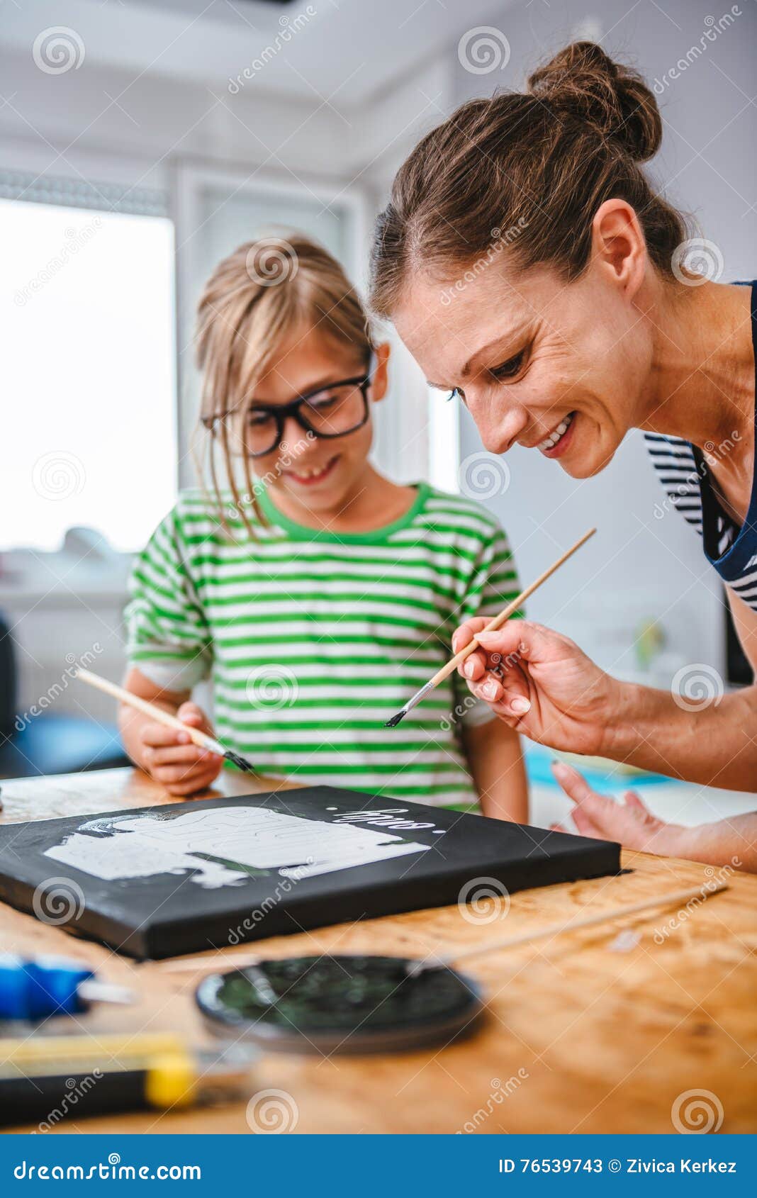 Art Teacher Helping a Student with Painting Stock Image - Image of ...