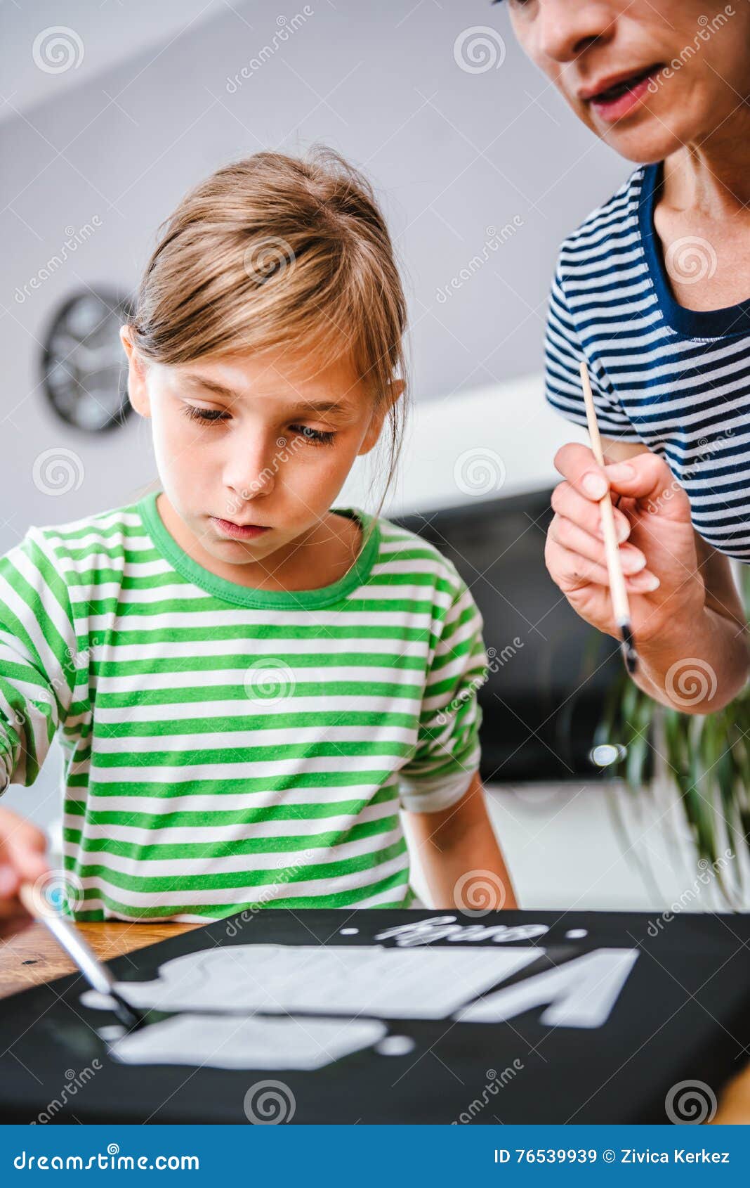 Art Teacher Helping a Student with Painting Stock Image - Image of ...