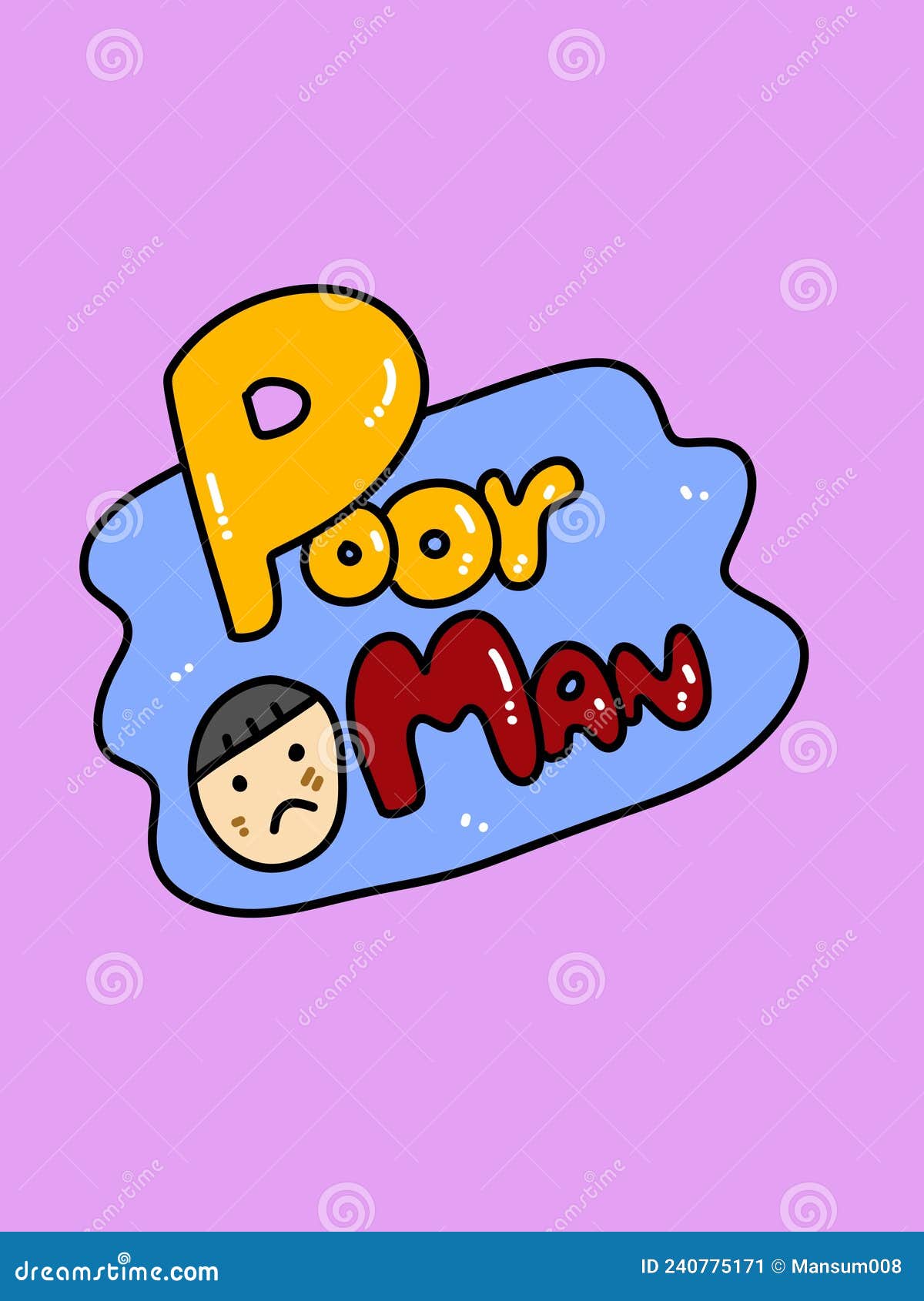 Text Poor Man on Pink Background Stock Illustration - Illustration of ...