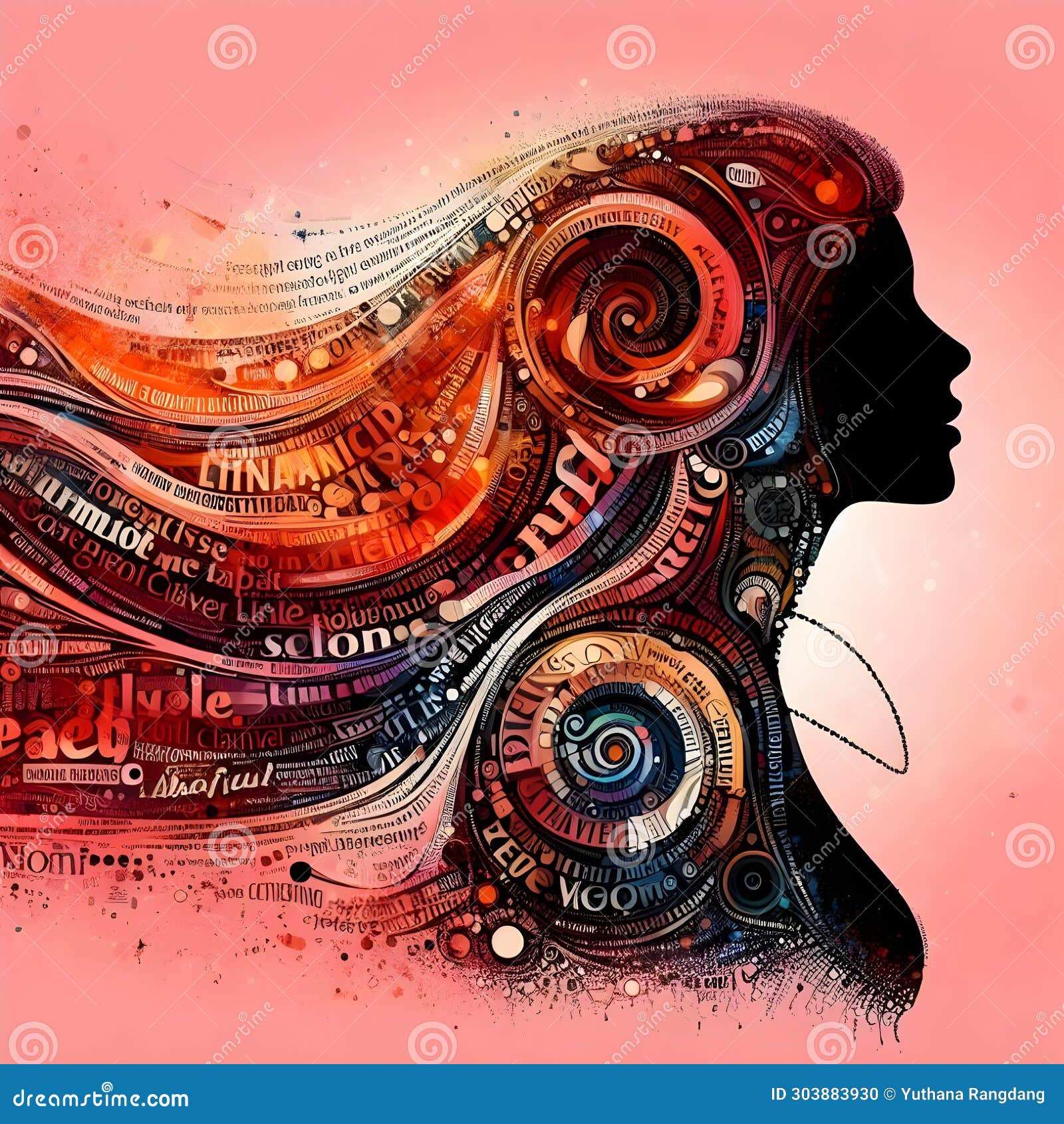 The Art of Text with the Representation of a Woman. Stock Illustration ...